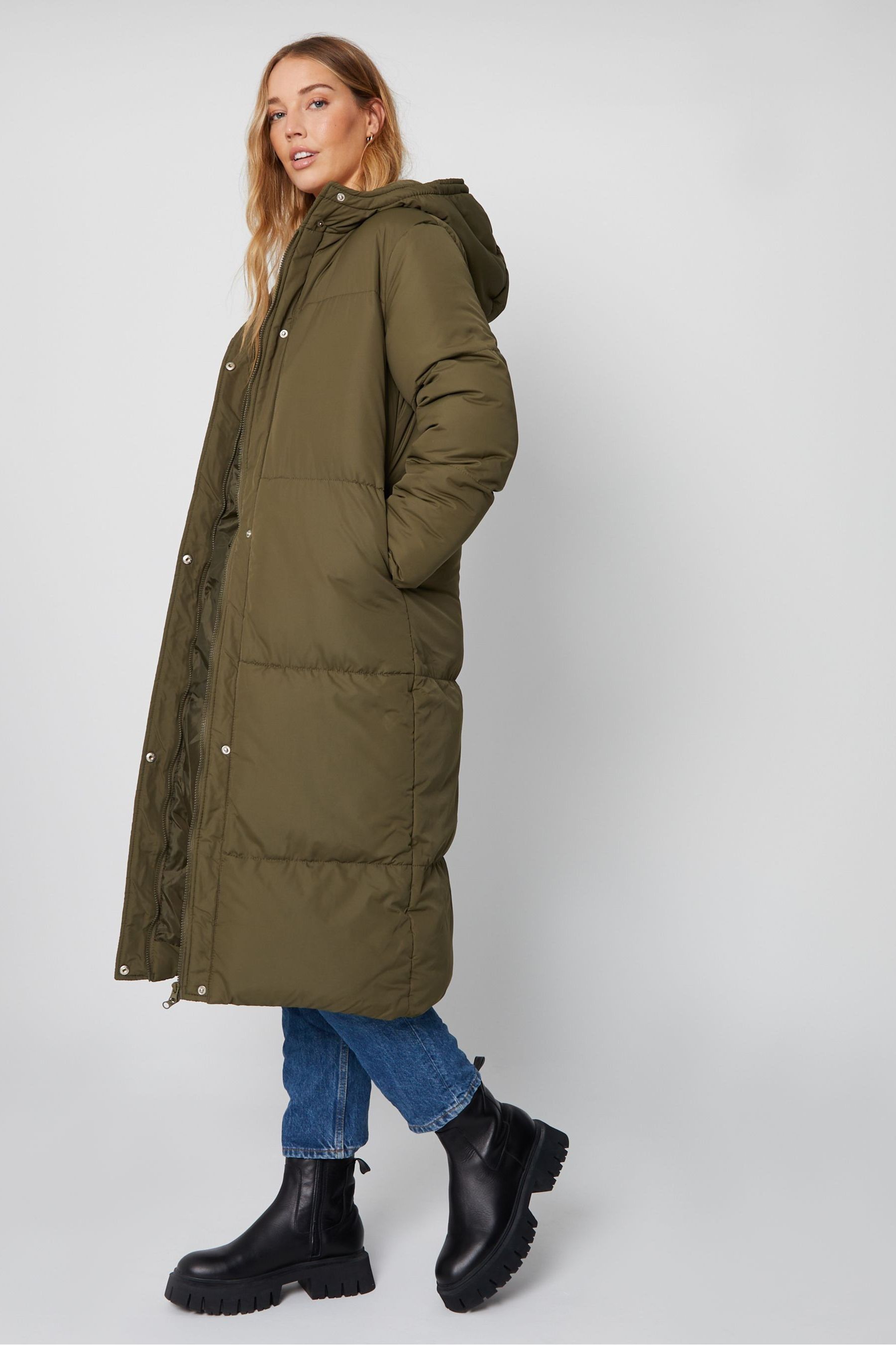 Buy Threadbare Green Longline Hooded Padded Coat from the Next UK ...