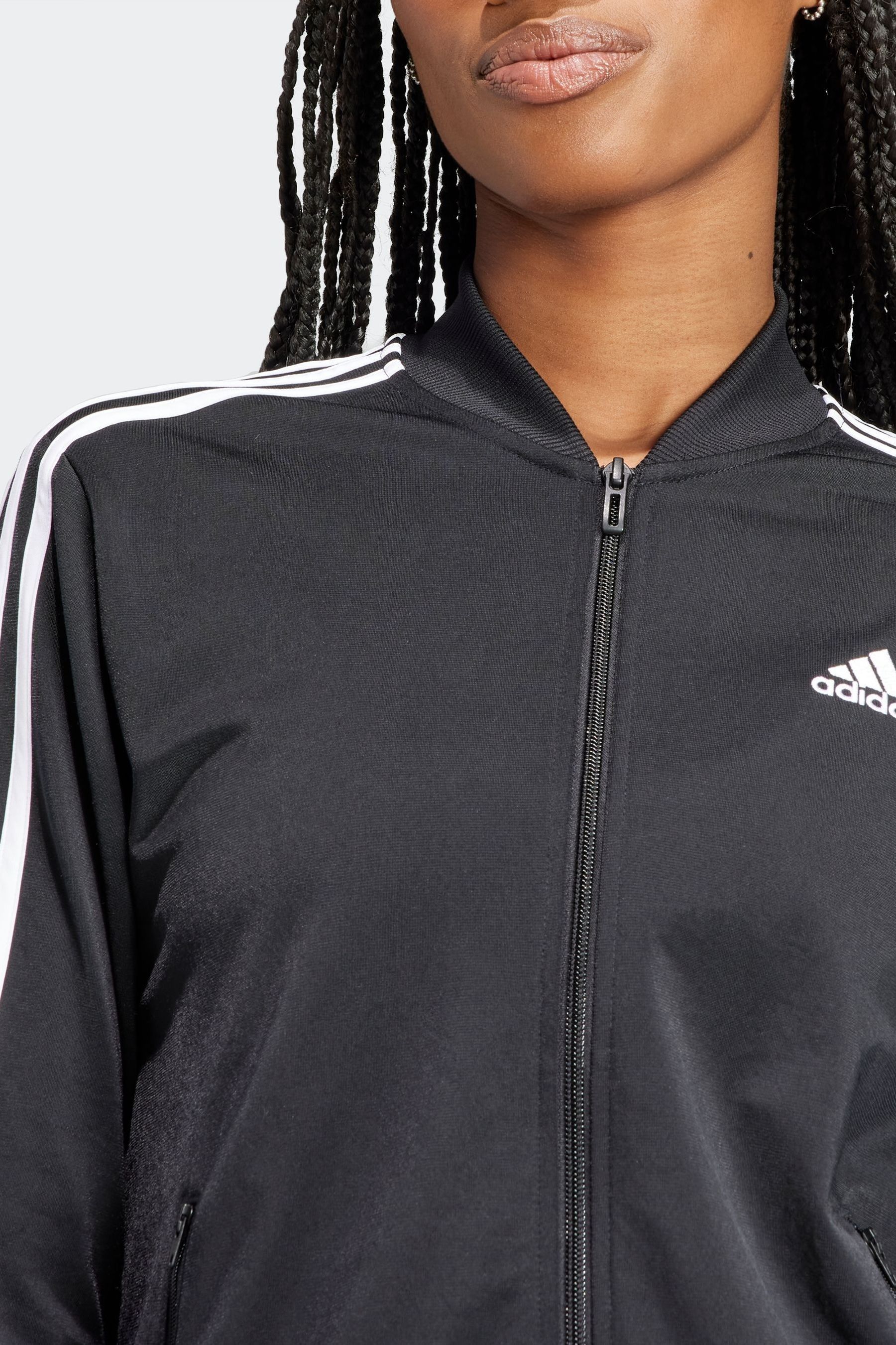Buy adidas Dark Black 3 Stripe Essentials Tracksuit from the Next UK ...