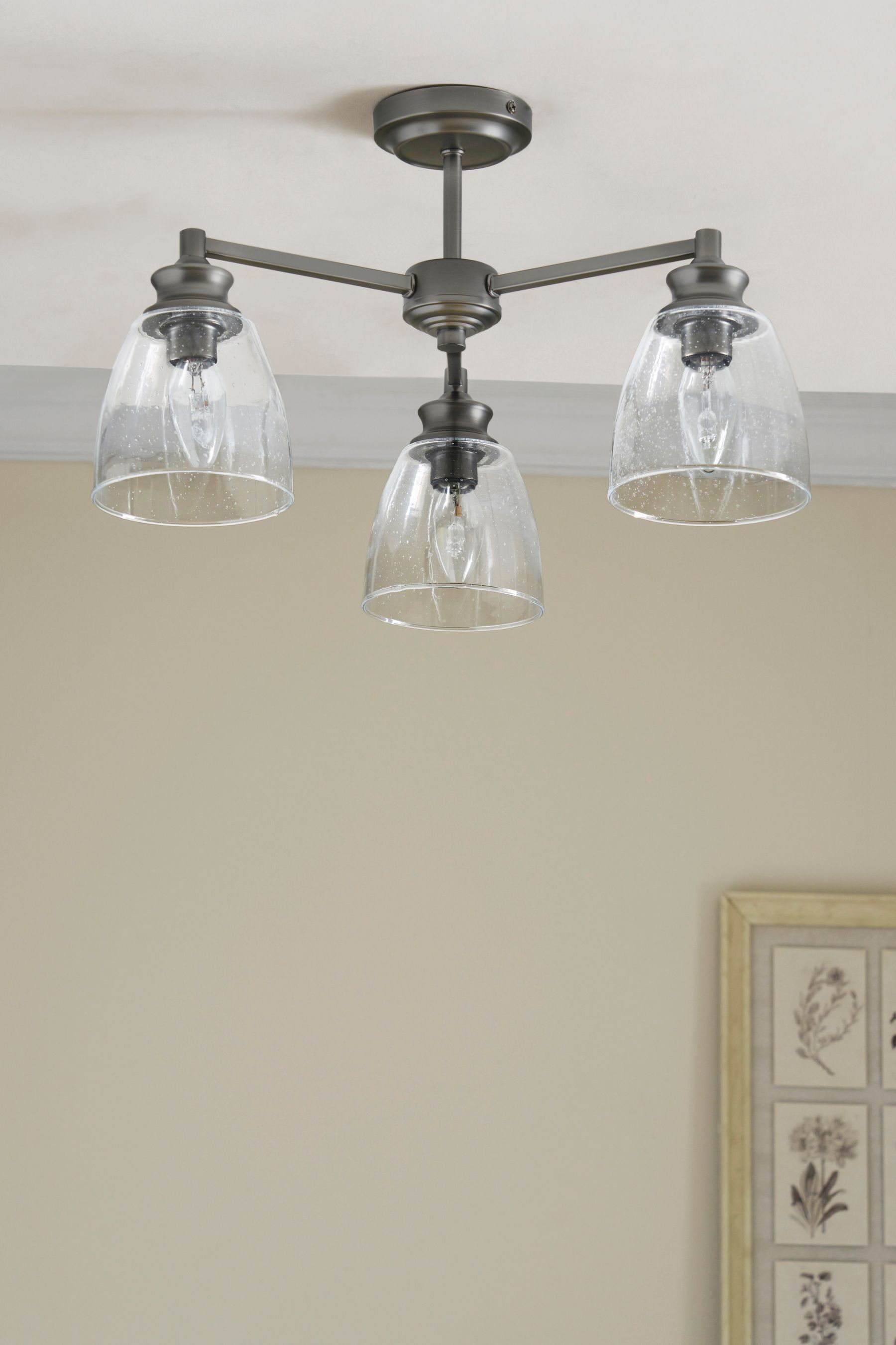 Buy Pewter Grey Brompton 3 Light Flush Fitting Ceiling Light from the ...