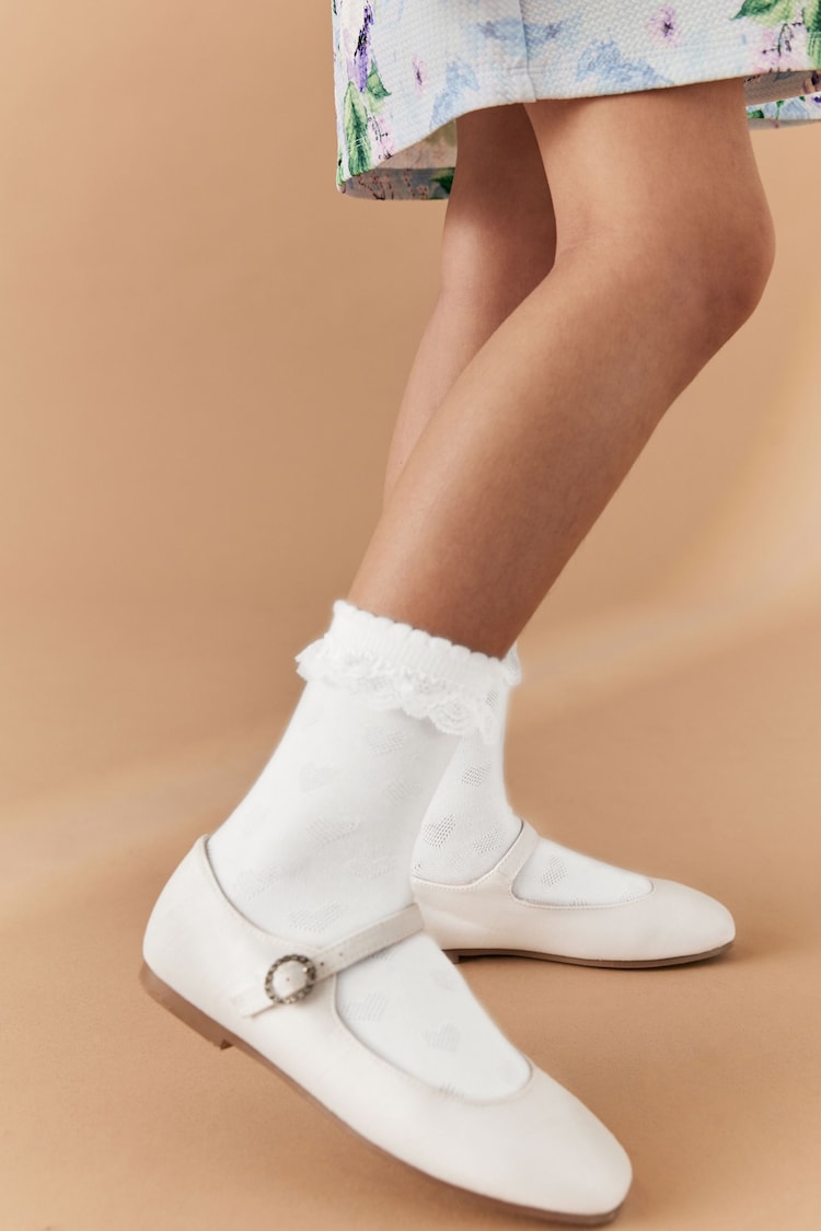 Buy White 2 Pack Cotton Rich Heart Ruffle Ankle Socks from the Next UK ...