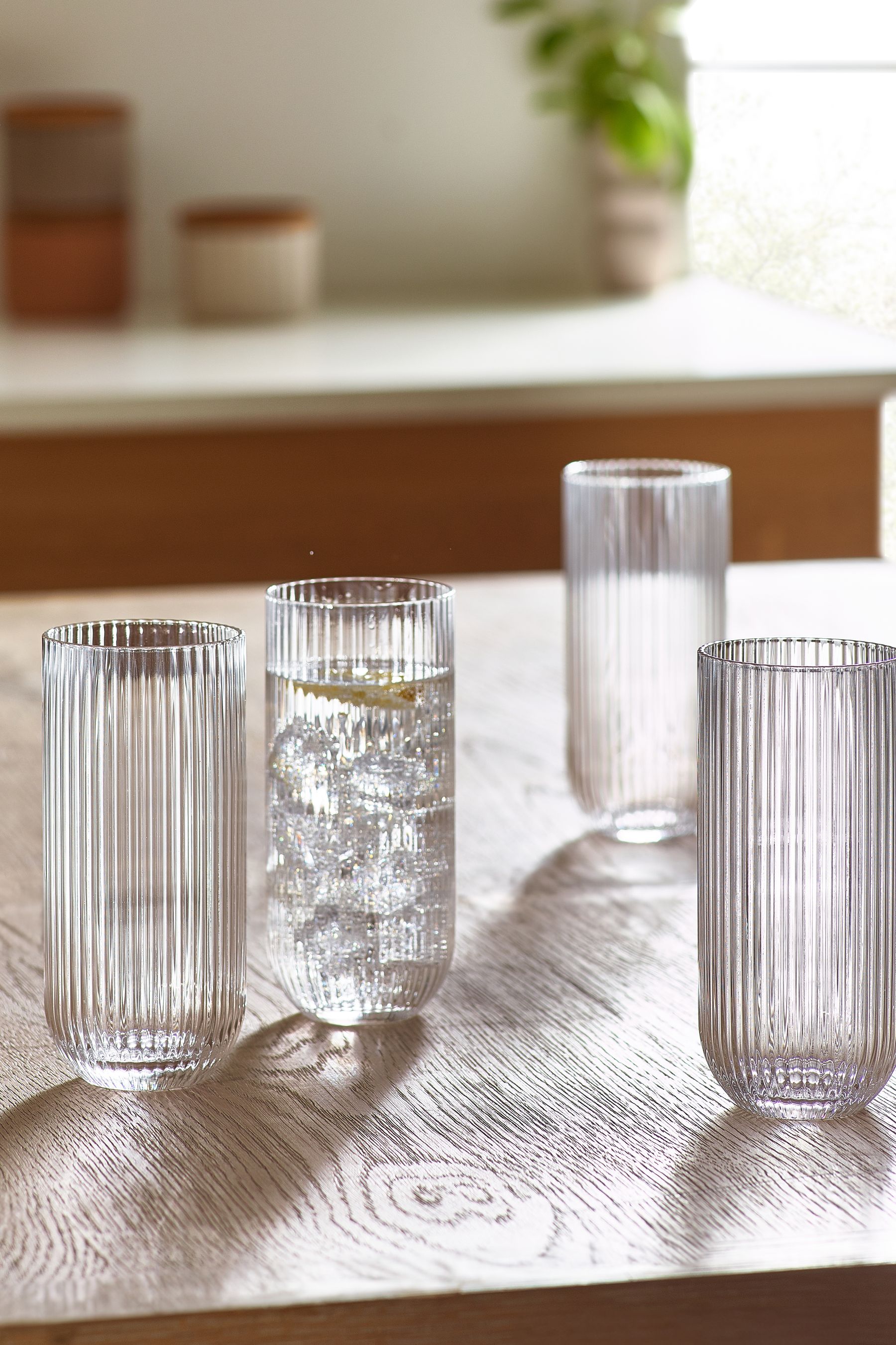 Buy Set of 4 Clear Hollis Set of 4 Tall Tumbler Glasses from the Next ...