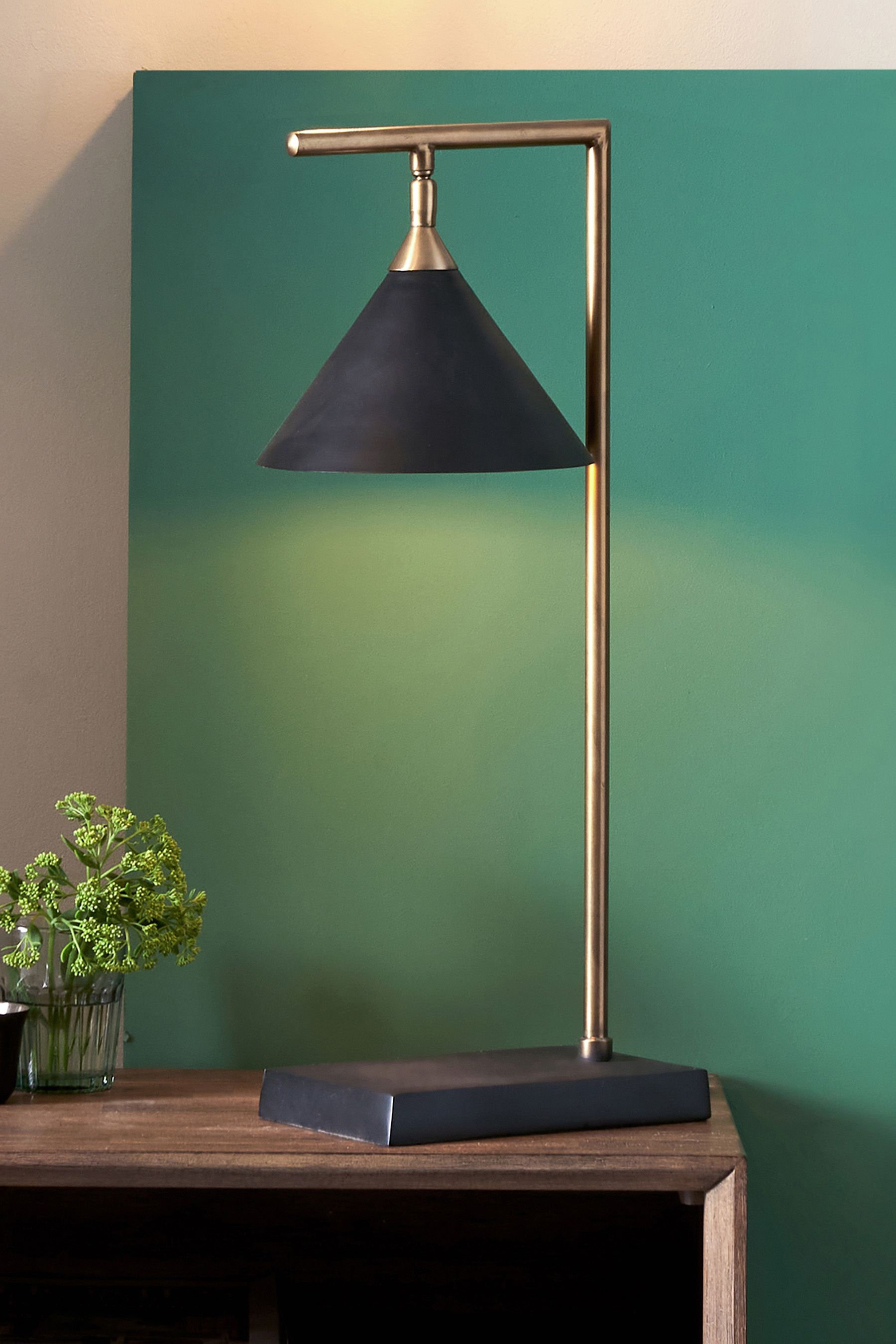 Buy Pacific Matt Black/Antique Brass Zeta Table Lamp from the Next UK ...