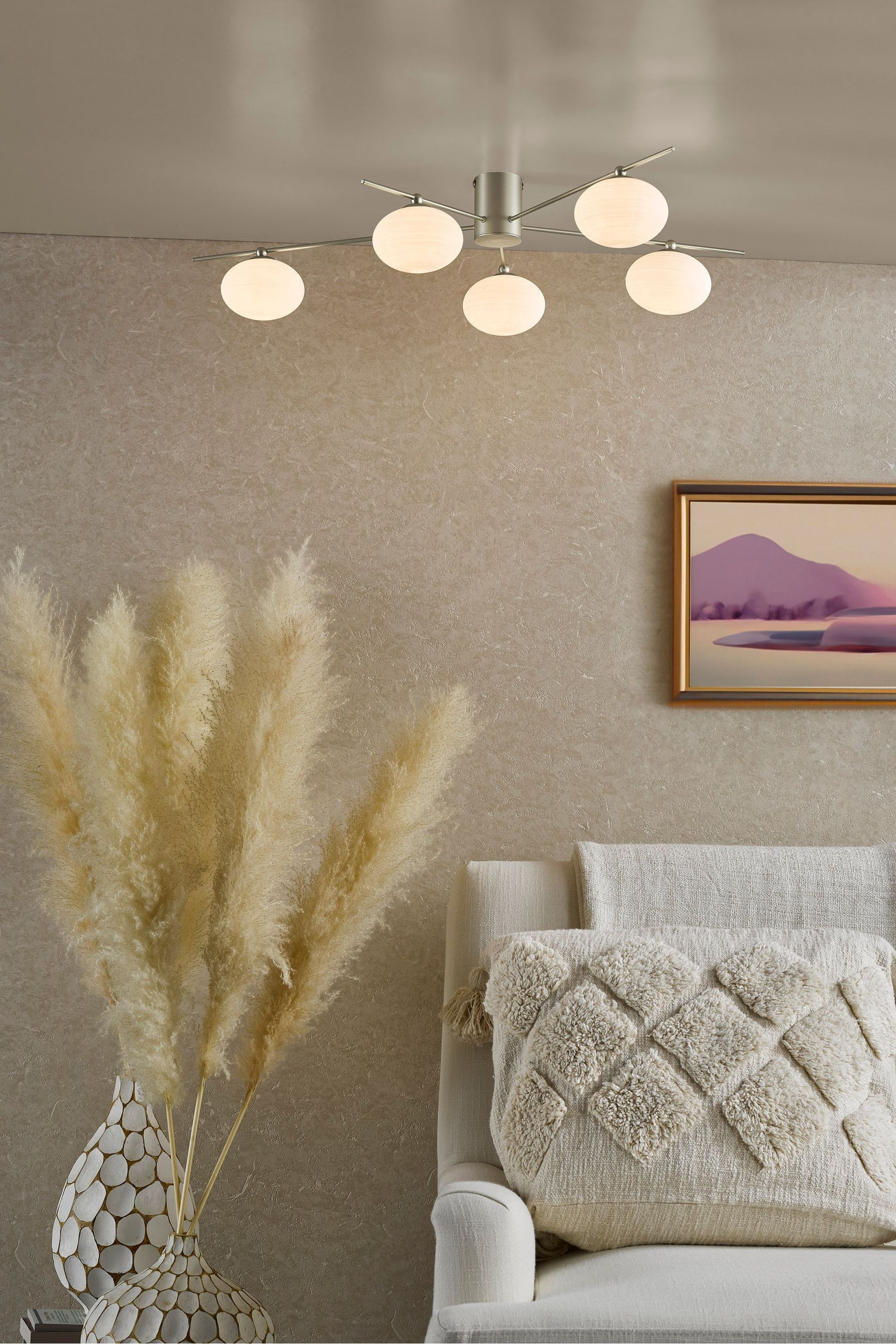 Buy Dar Lighting Chrome Jasper 5 Light Semi Flush Ceiling Light from ...