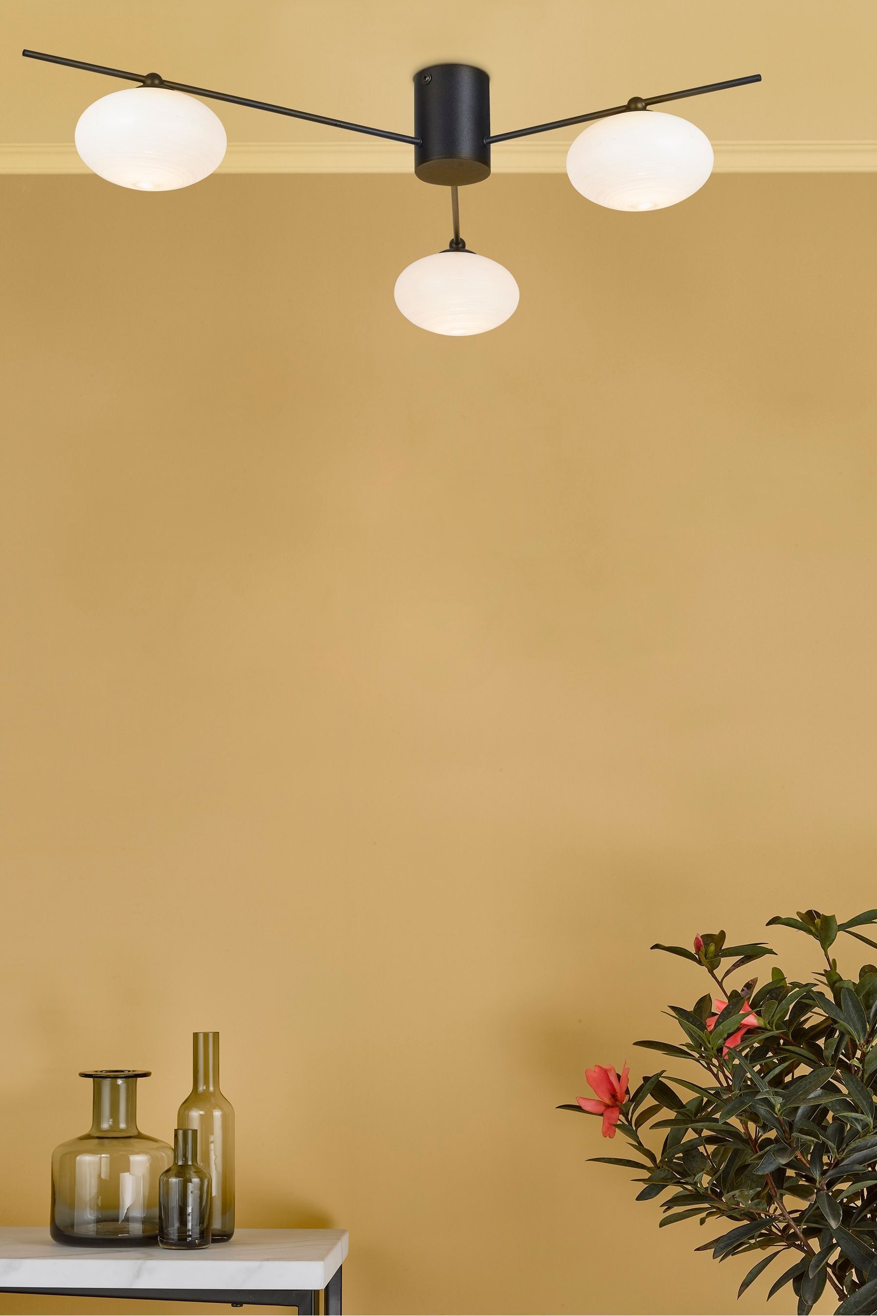 Buy Dar Lighting Black Jasper 3 Light Semi Flush Ceiling Light from the ...