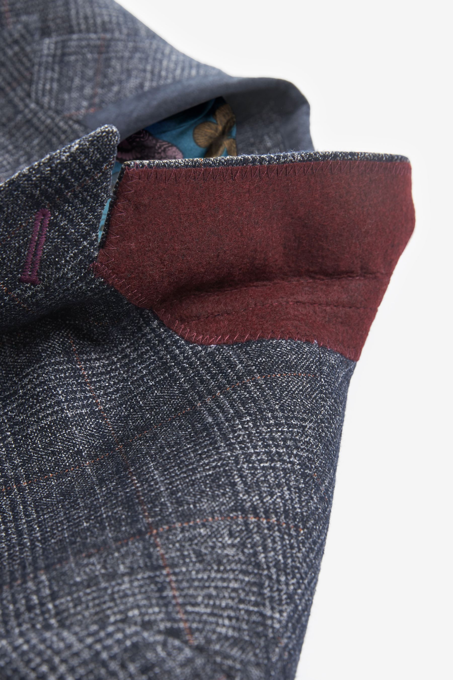 Buy Navy Blue Slim Fit Trimmed Check Suit Jacket from the Next UK ...