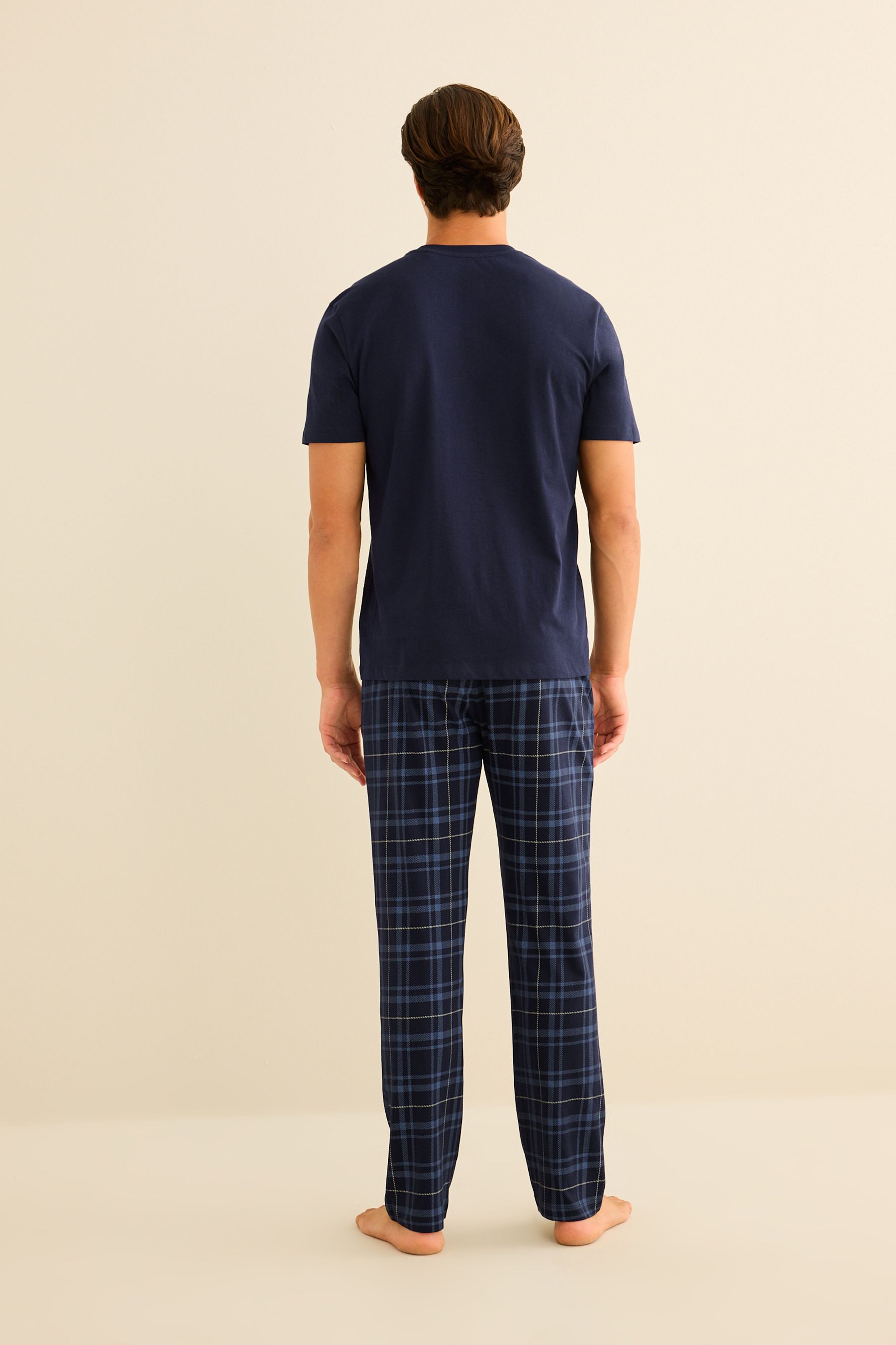 Buy Navy Blue Check Pyjamas Set from Next Ireland