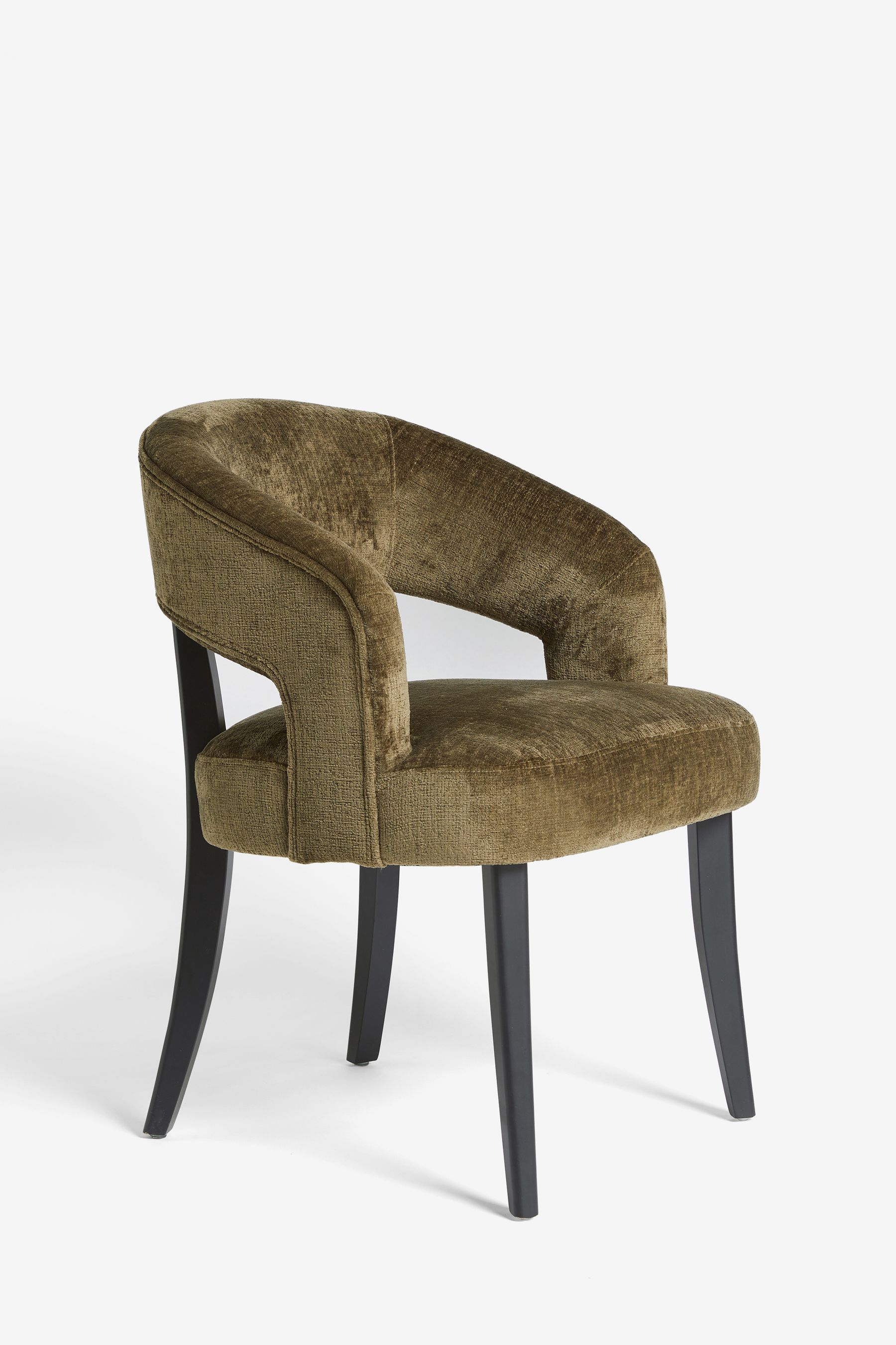 Buy Set of 2 Plush Chenille Moss Green Remi Black Leg Dining Chairs ...