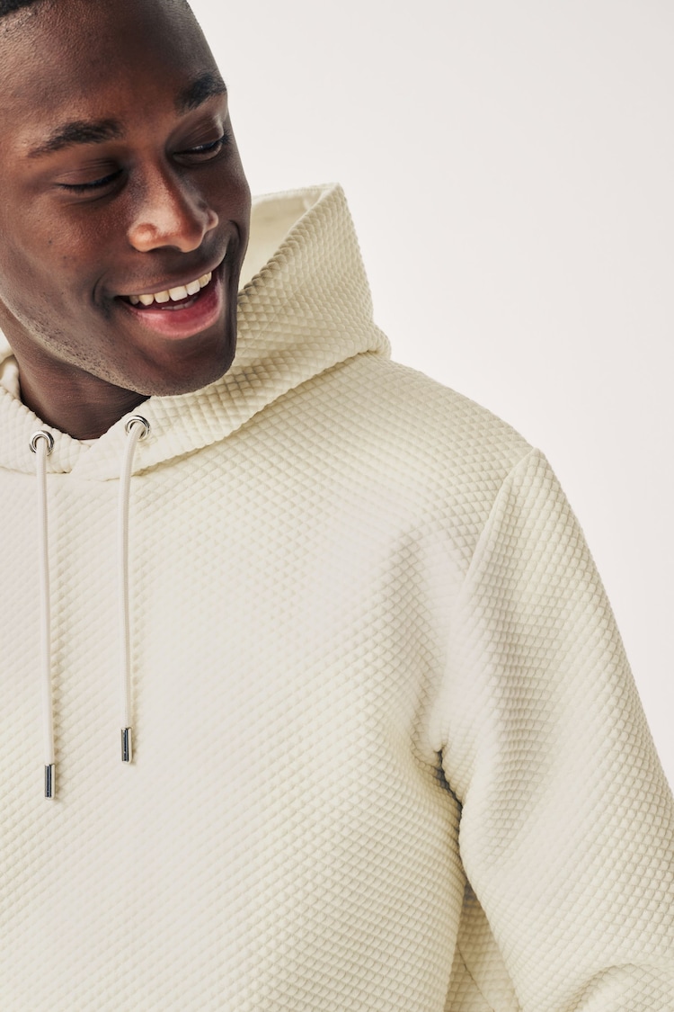 Buy Ecru White Hooded Textured Overhead Hoodie from the Next UK online shop