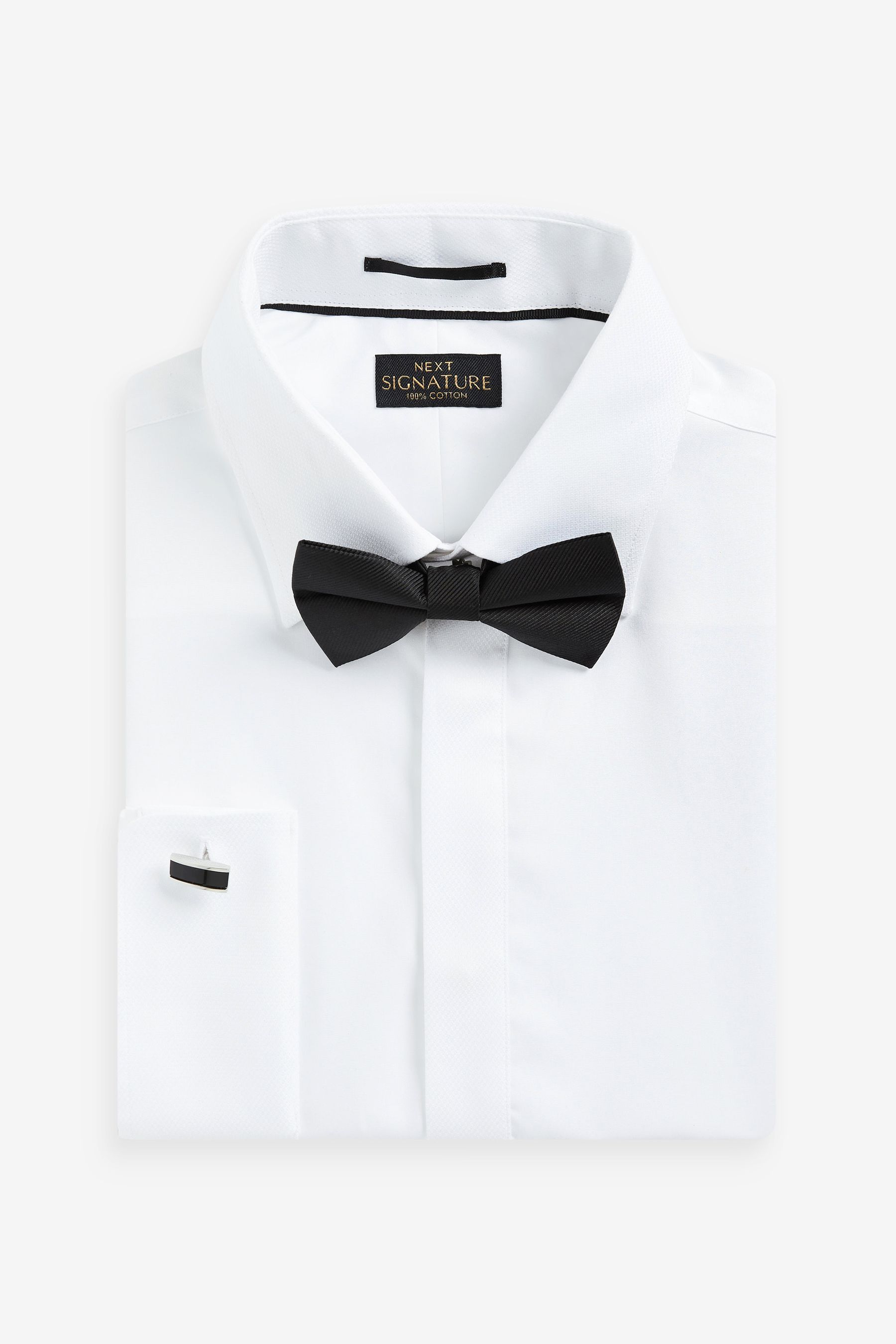 Buy White Signature Occasion 100% Cotton Shirt And Black Bow Tie Pack from the Next UK online shop