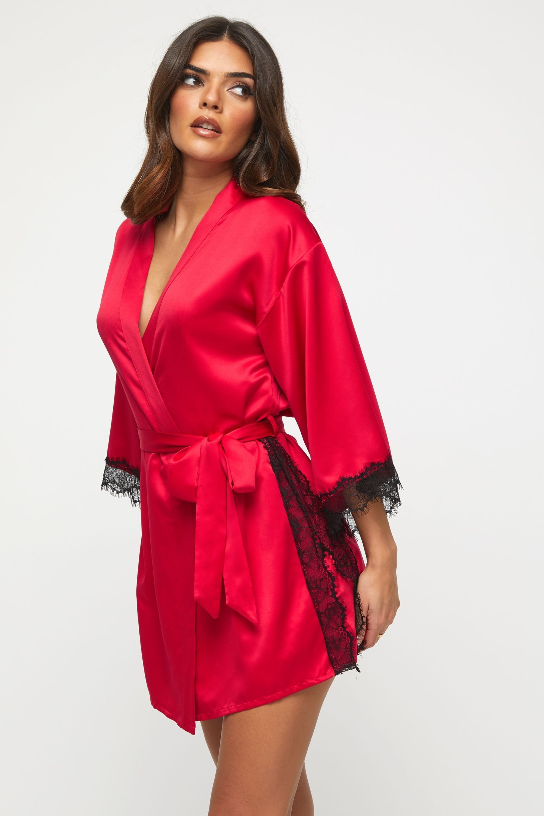 Buy Ann Summers Dark Red Satin Cherryann Robe Dressing Gown from the ...