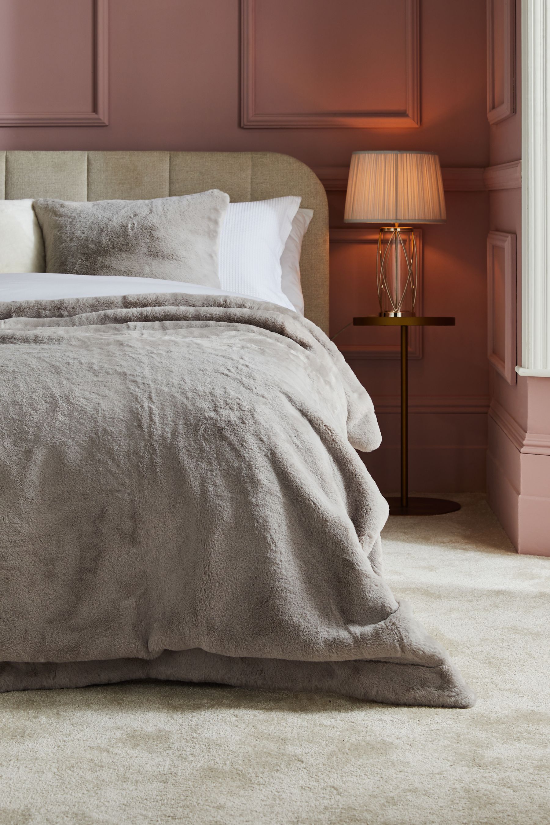 Buy Grey Soft To Touch Plush Faux Fur Throw from the Next UK online shop