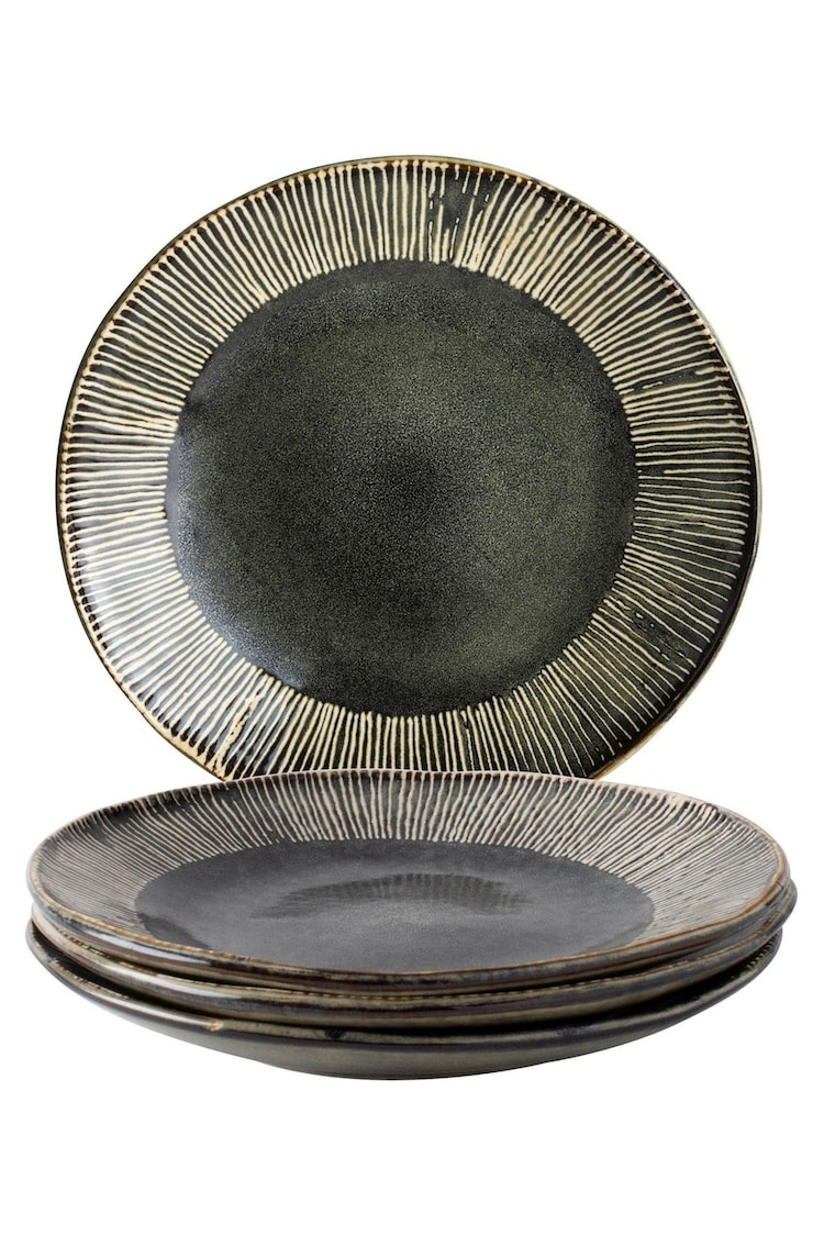 Buy Dutch Rose 12 Piece Dark Green Organic Dinner Set of 4 Dinner ...