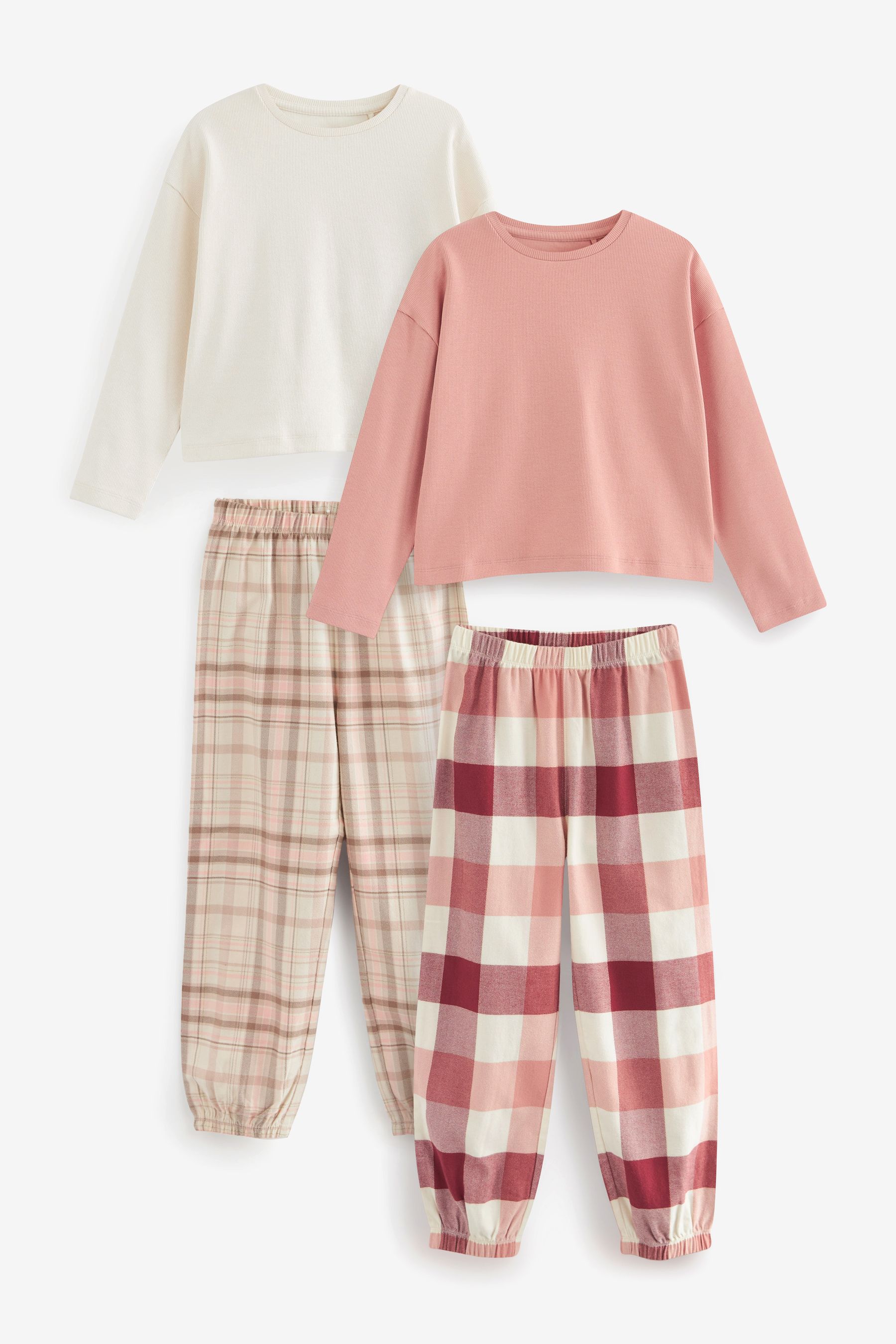 Buy Pink/Cream Woven Check Pyjamas 2 Packs (3-16yrs) from the Next UK ...