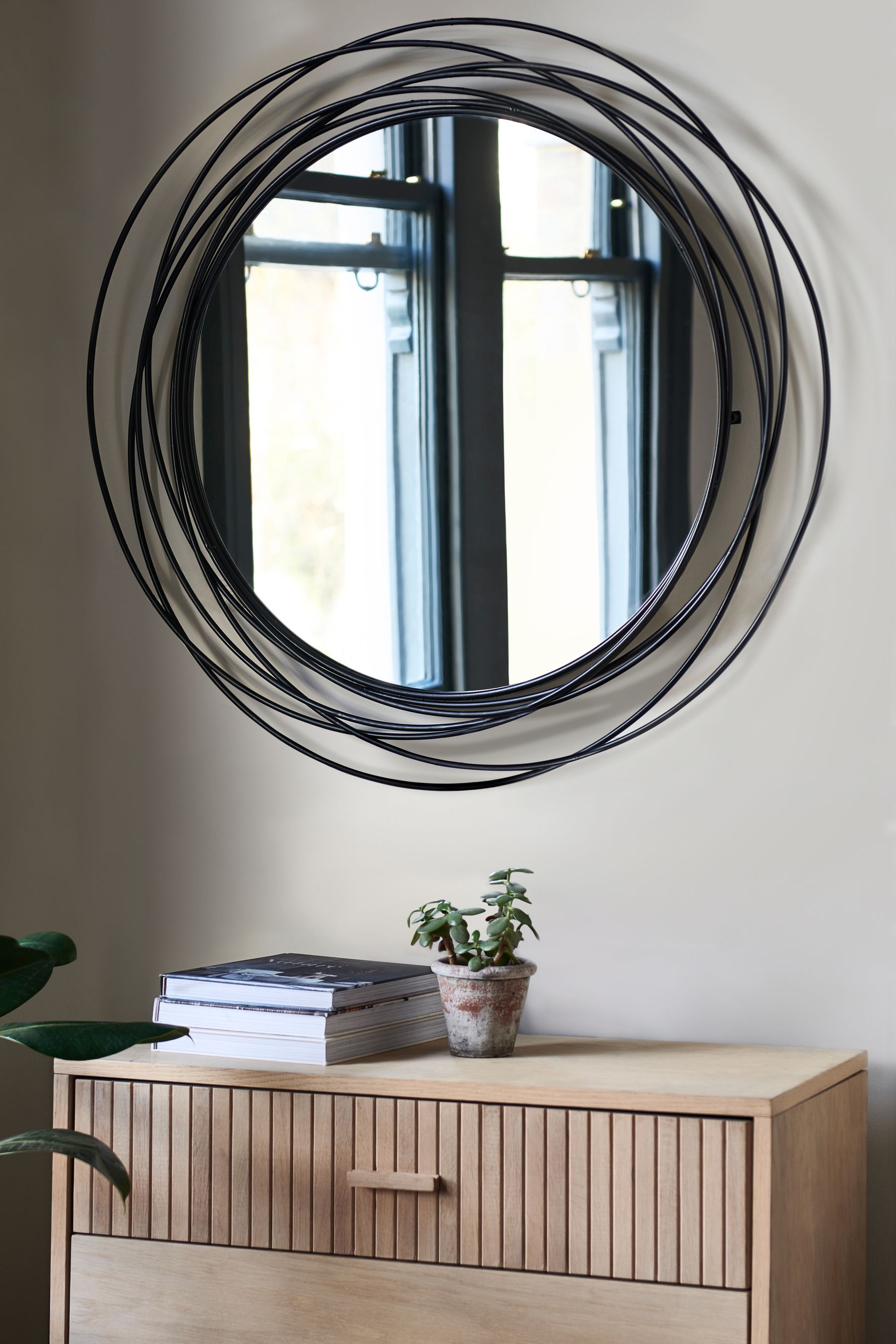 Buy Black Contemporary Wire 91x91cm Wall Mirror from the Next UK online ...
