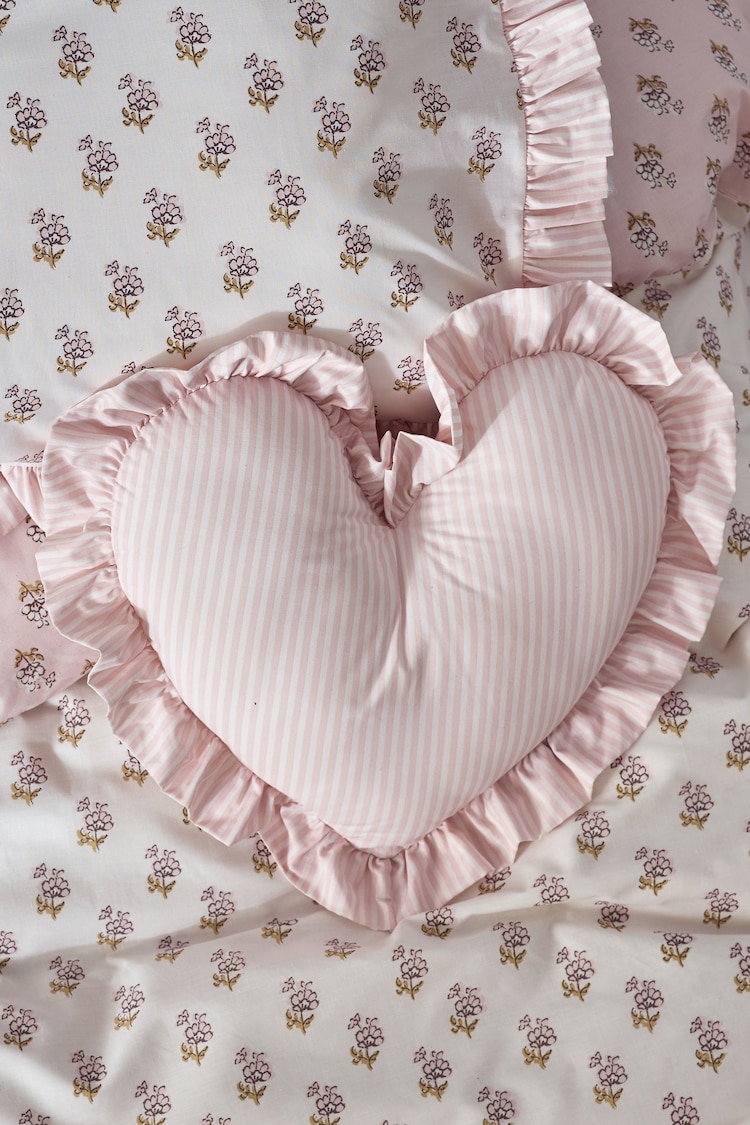 Buy Pink Ruffle Heart Stripe Cushion from the Next UK online shop