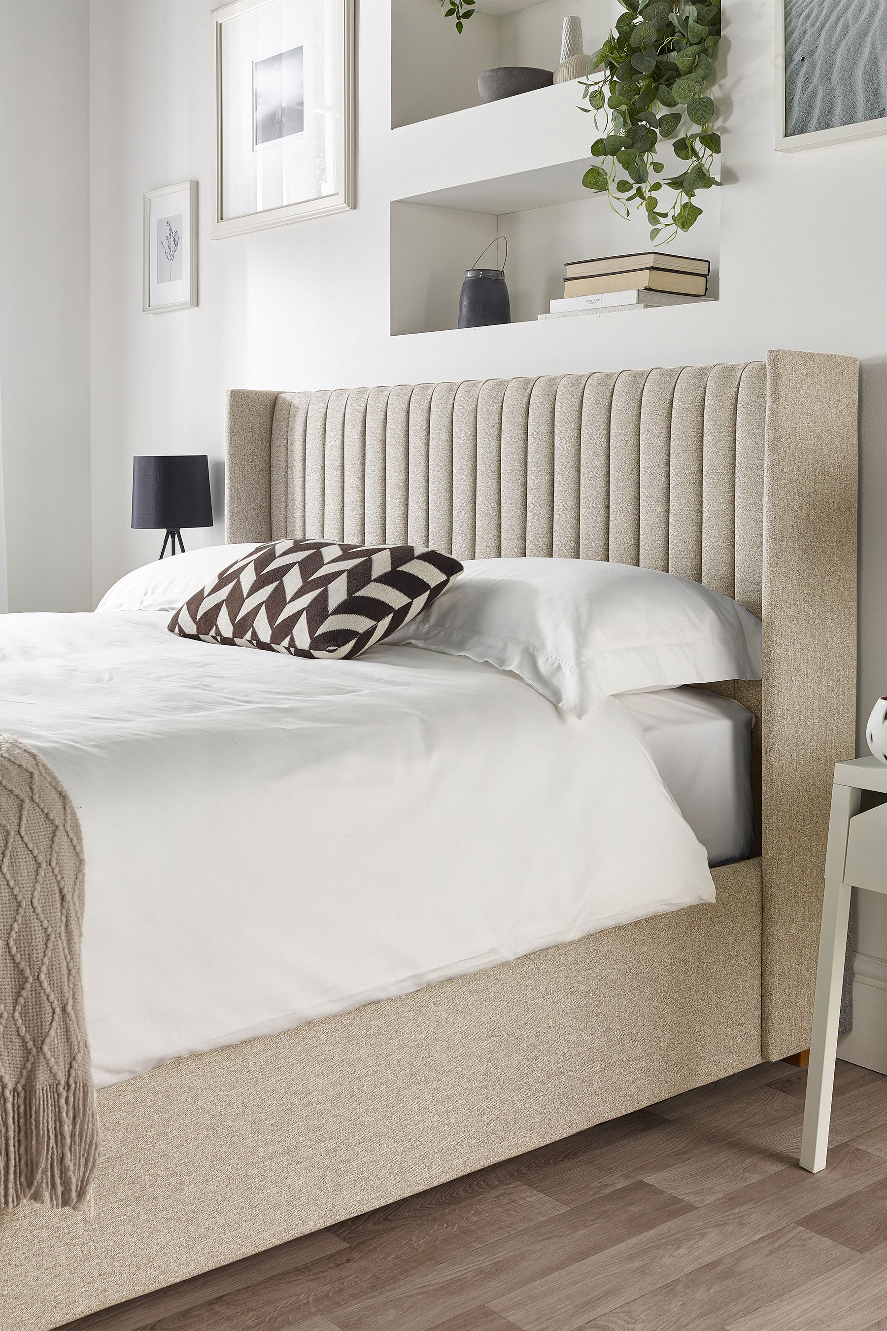 Buy Catherine Lansfield Natural Soho Wing End Lift Ottoman Storage Bed ...