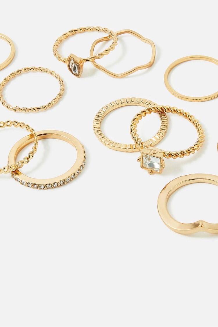 Buy Accessorize Gold Tone Crystal Rings 12 Pack from the Next UK online ...