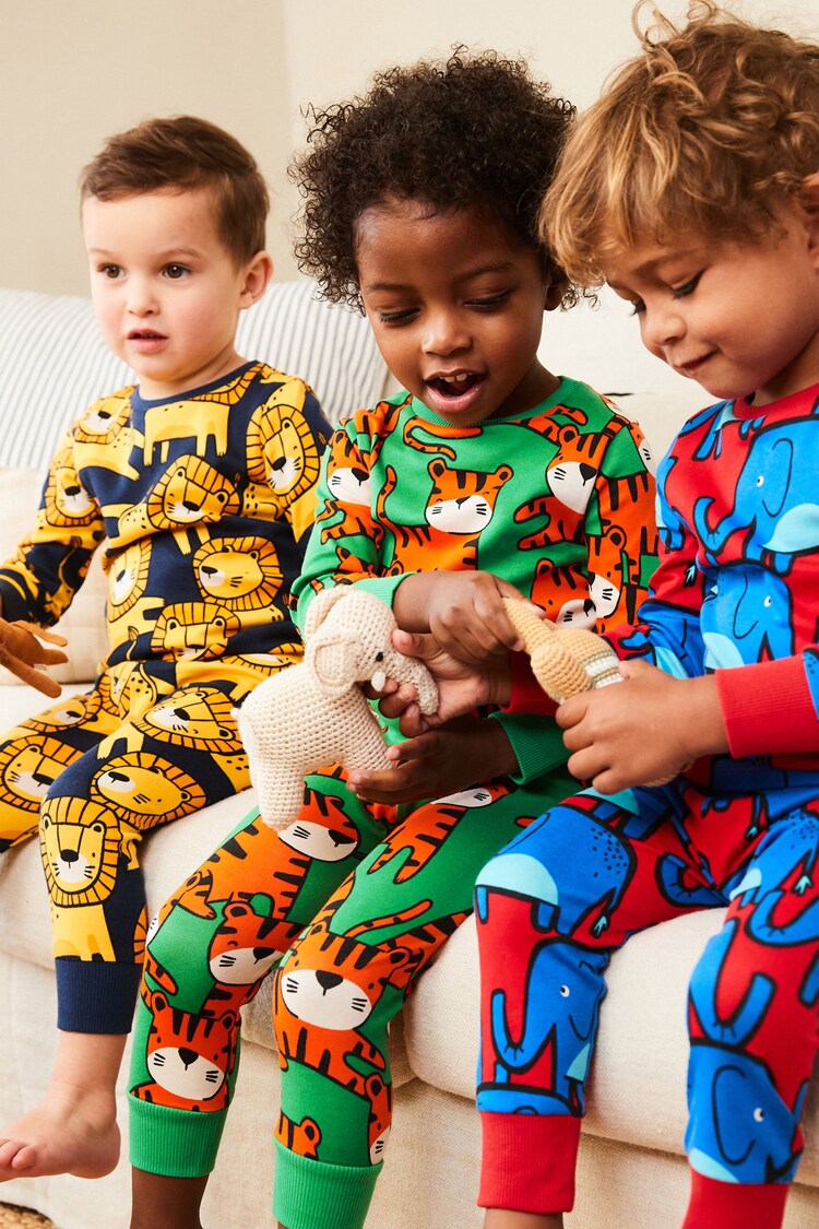 Buy Bright Animal Print Snuggle 100% Cotton Pyjamas 3 Pack (9mths-8yrs ...