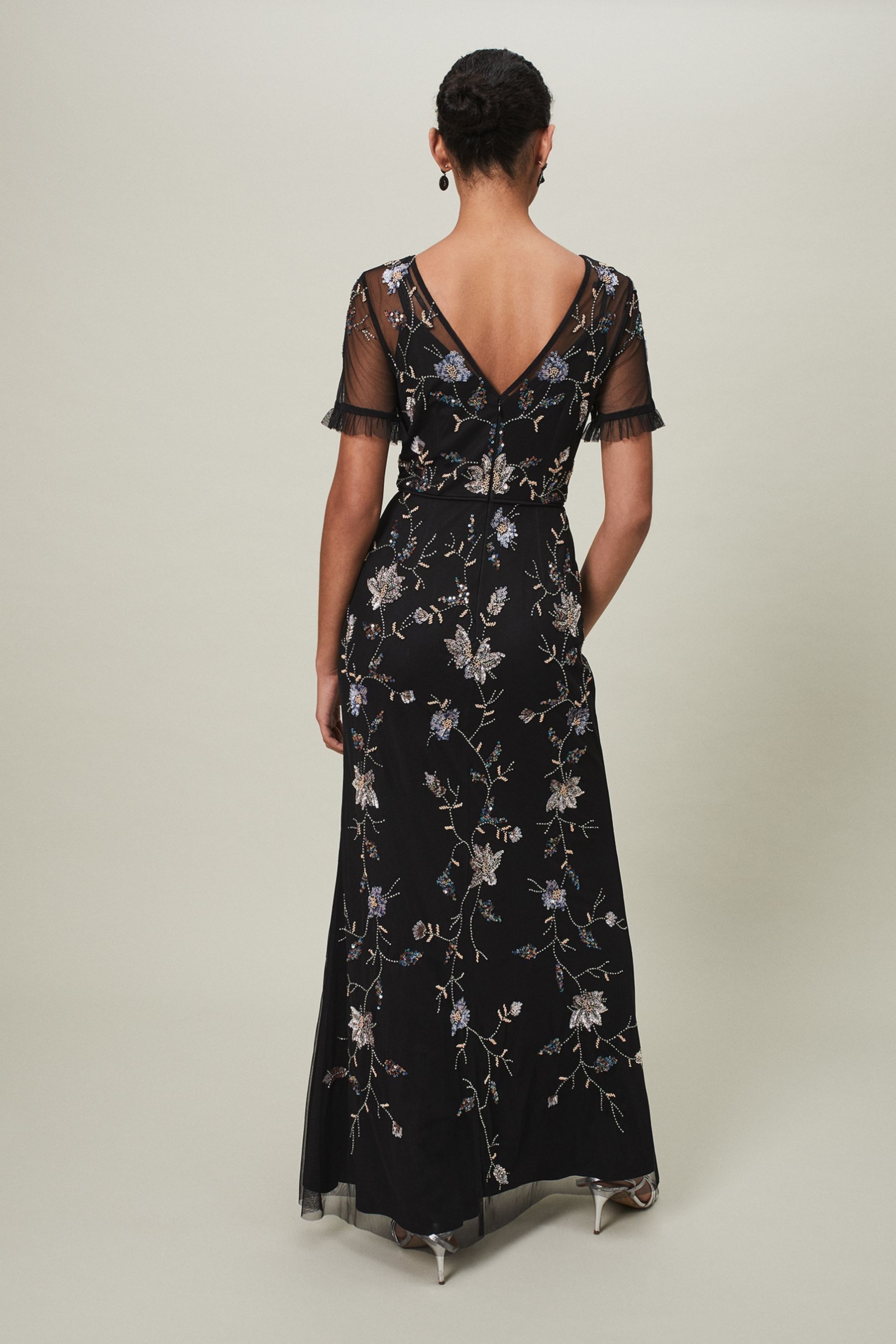 Buy Phase Eight Black Sequin Floral Sierra Dress from the Next UK ...