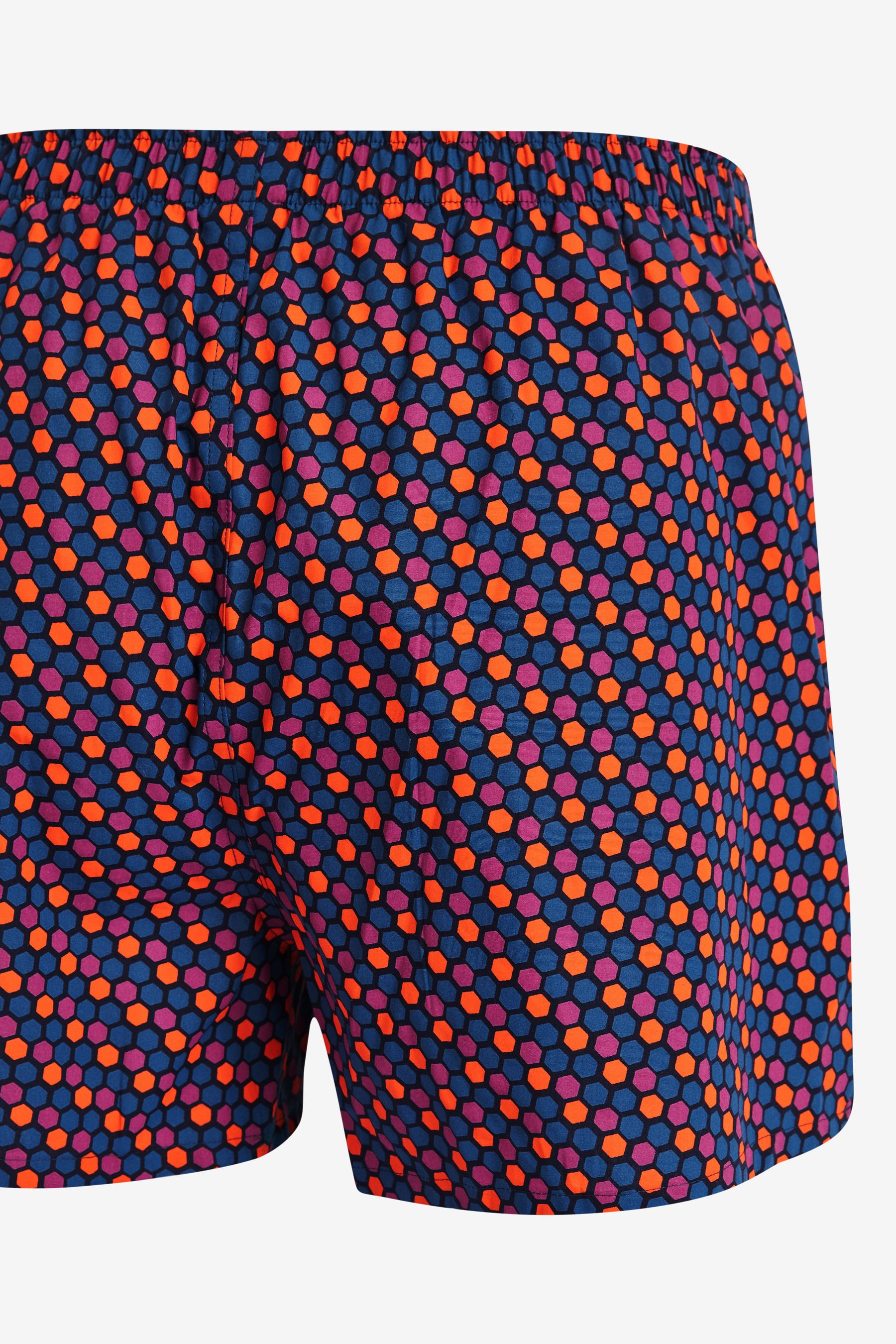 Buy Navy/Burgundy Geo 4 pack Woven Pure 100% Cotton Boxers from the ...