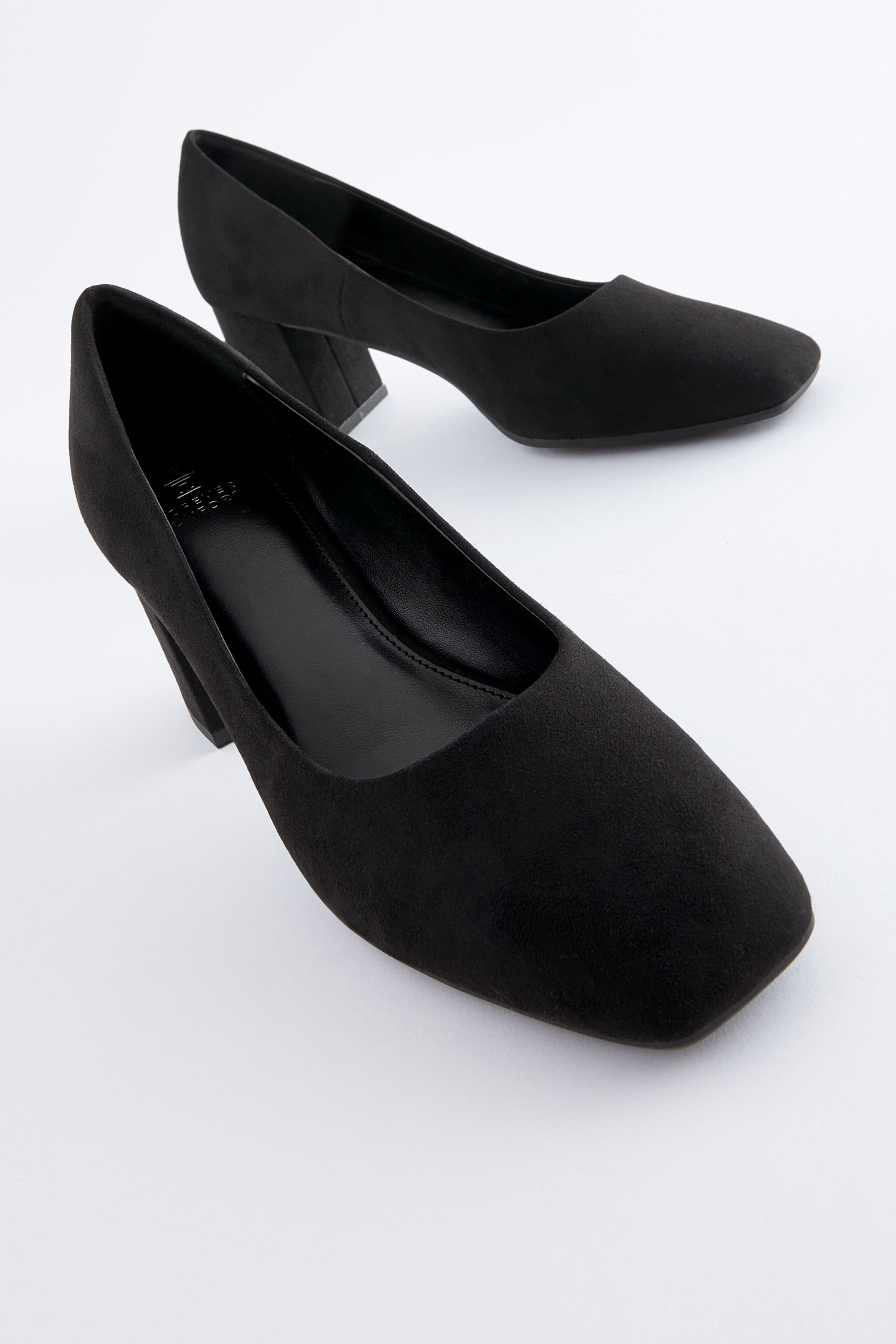 Buy Black Standard/Wide Fit Forever Comfort® Square Toe Court Shoes ...