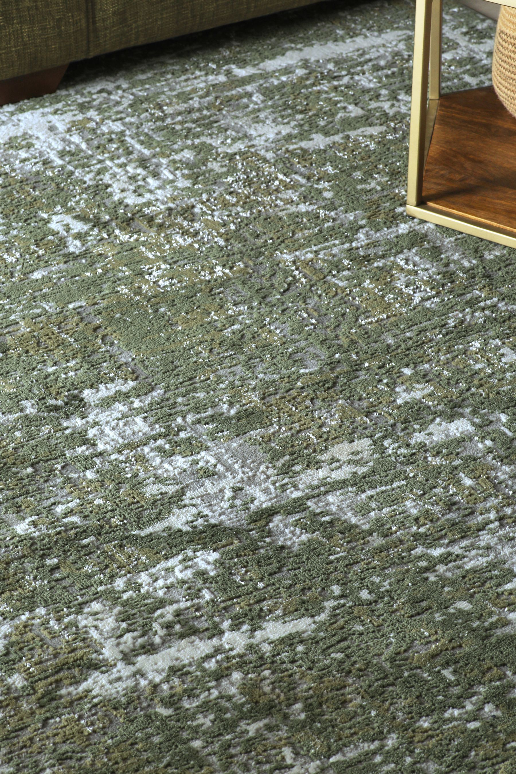 Buy Moss Green Mica Abstract Rug from the Next UK online shop