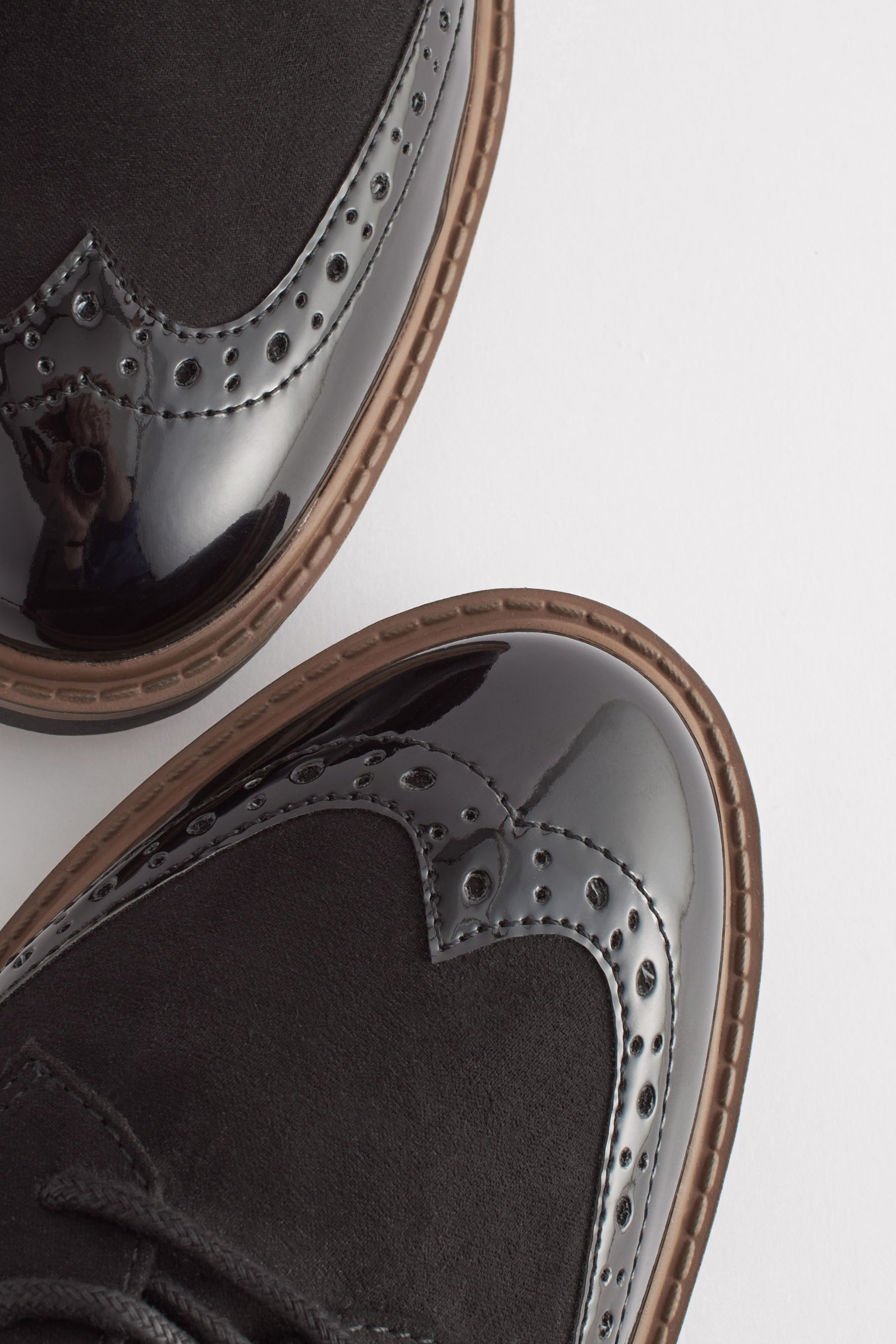 Buy Black Standard/Wide Fit Forever Comfort® Brogue Lace Up Chunky Sole ...