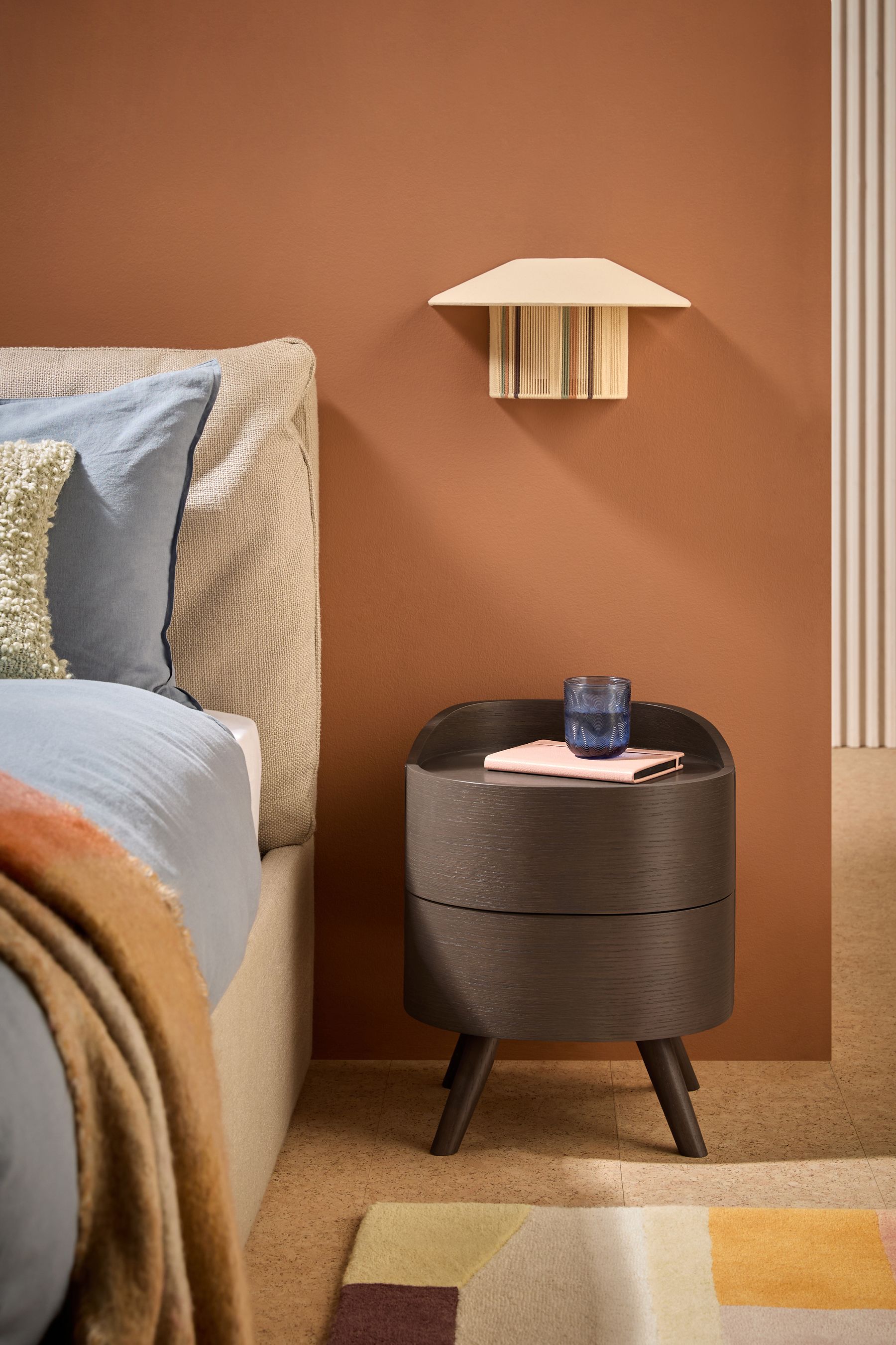 Buy MADE.COM Dark Stain Oak Odie 2 Drawer Bedside Table from the Next ...