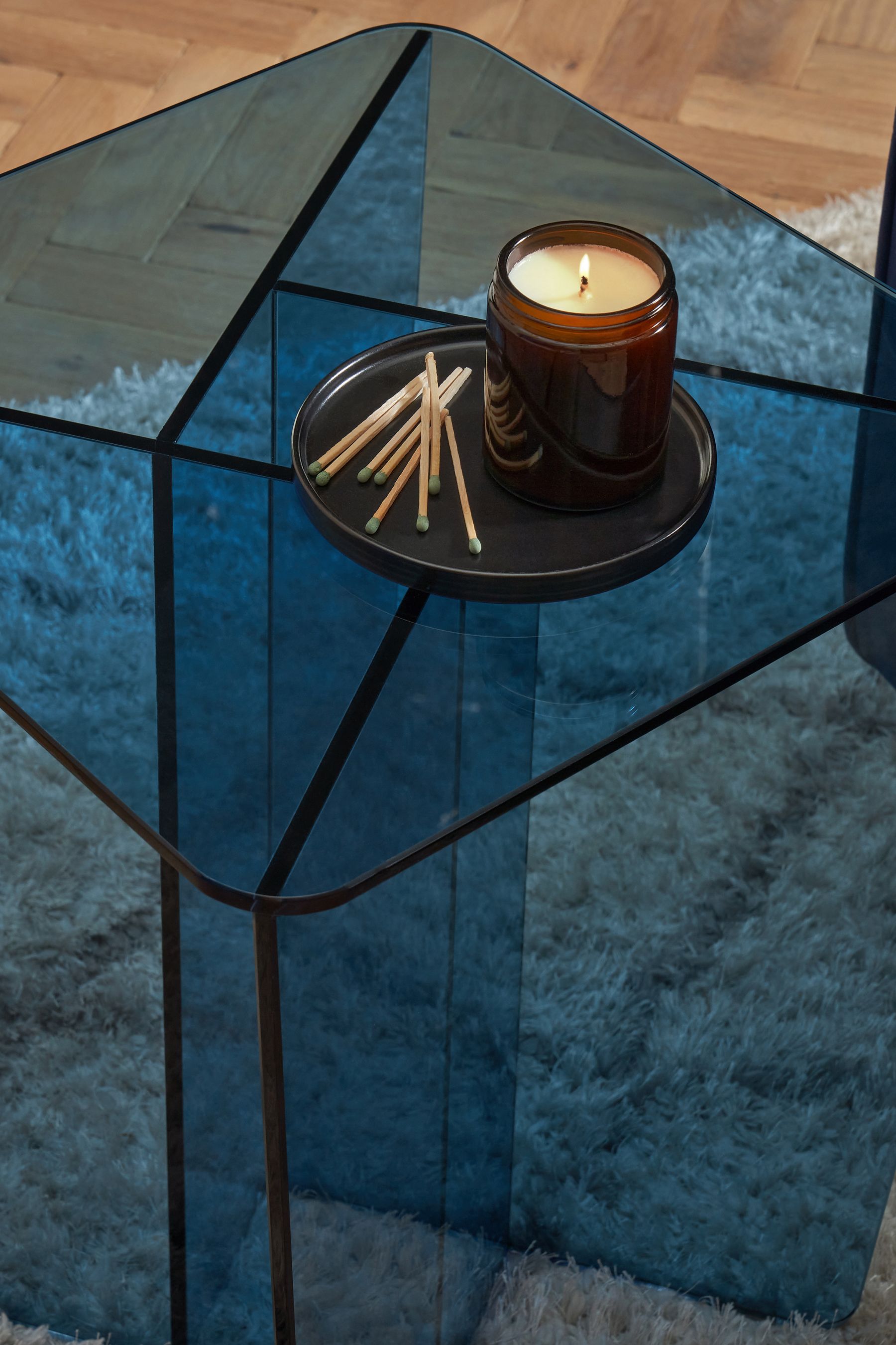 Buy MADE.COM Blue Glass Oki Side Table from the Next UK online shop