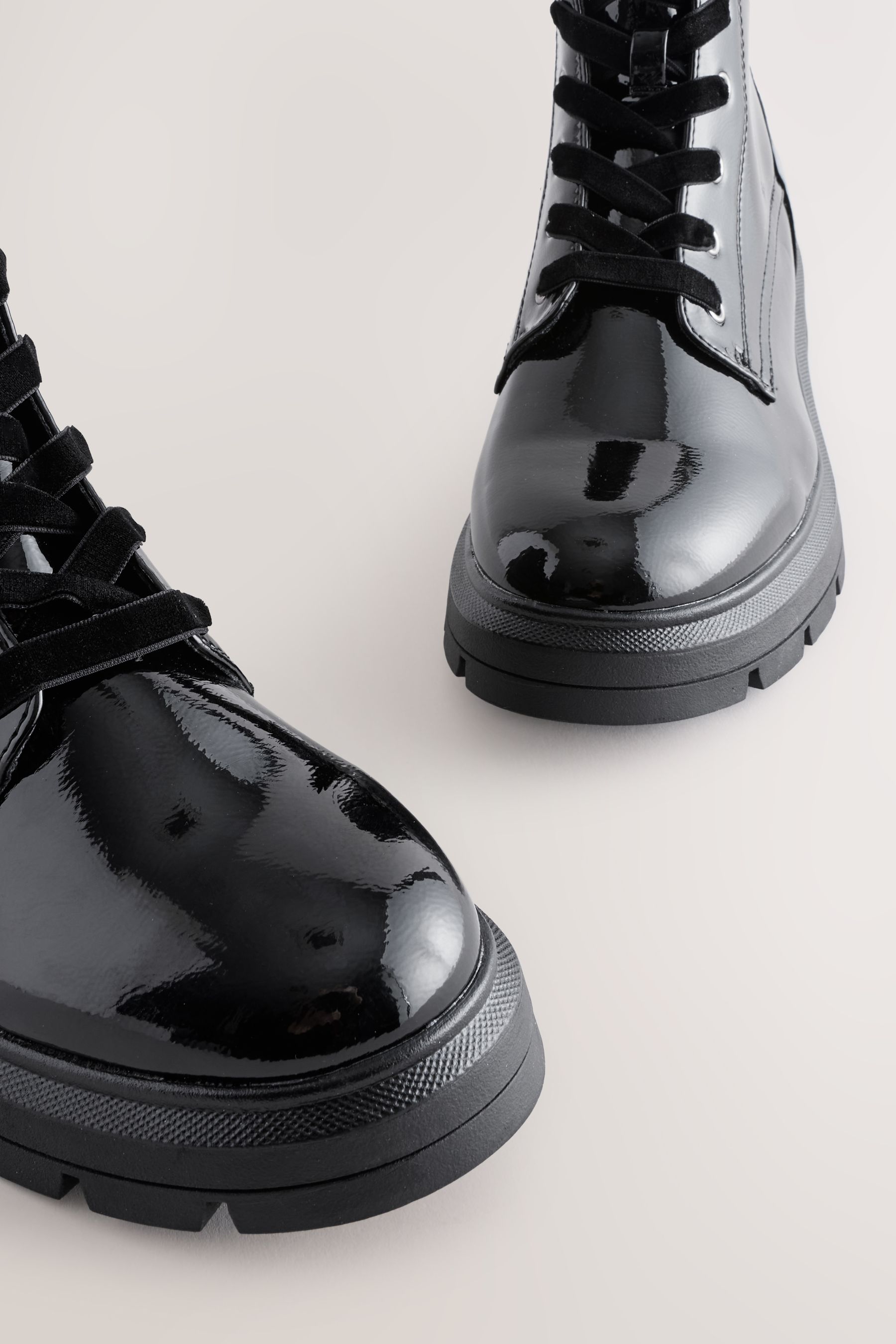 Buy Black Textured Patent Standard/Wide Fit Forever Comfort® Lace-Up ...