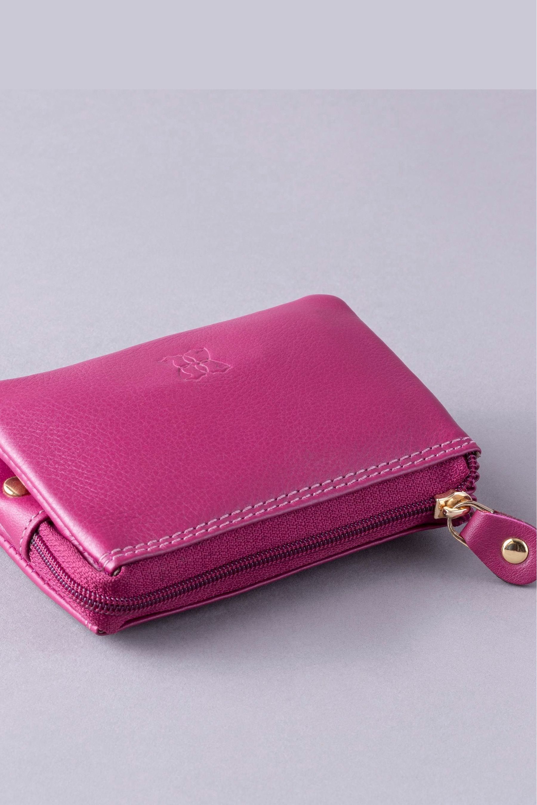 Buy Lakeland Leather Cranberry Pink Multi Pocket Coin Purse from the ...