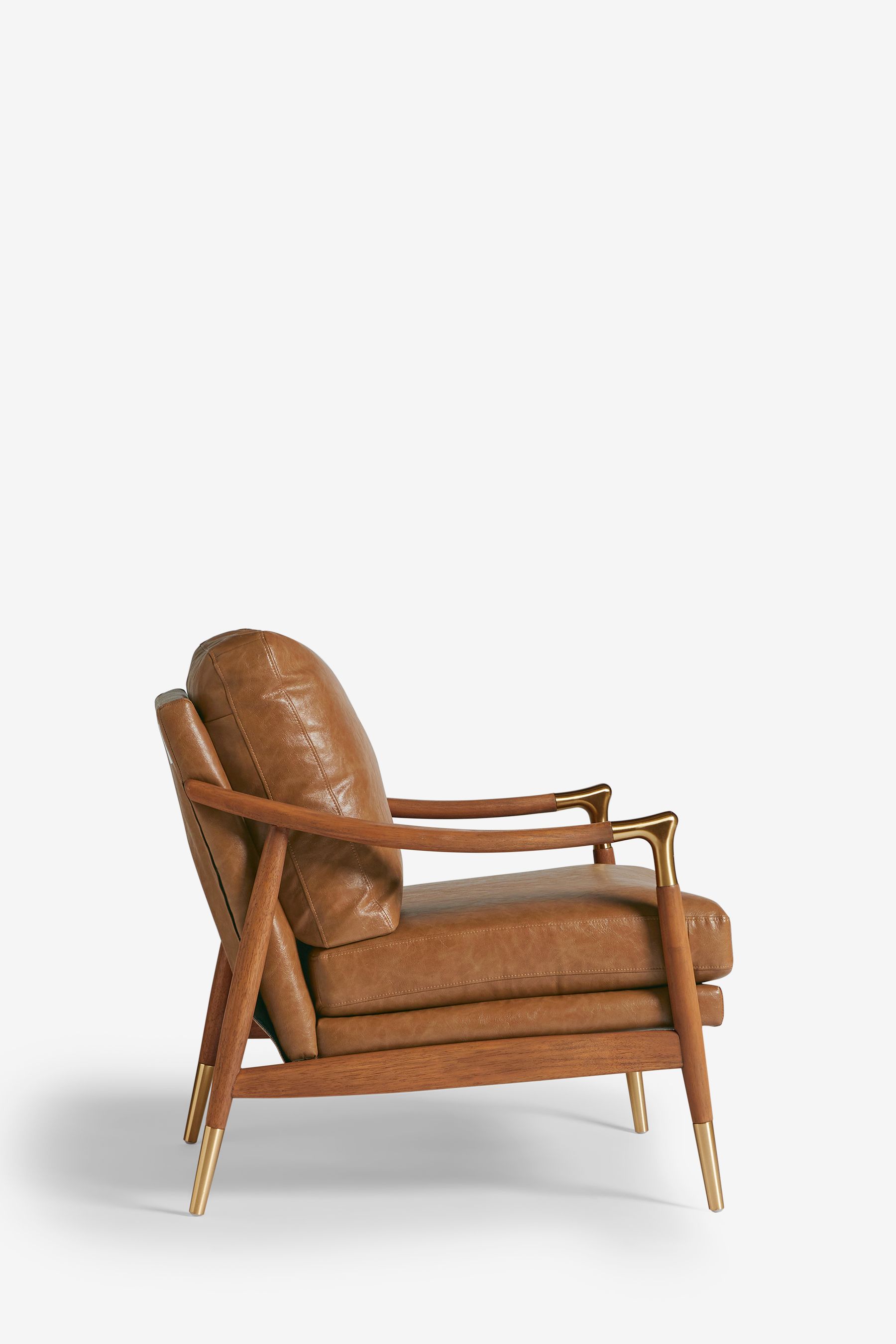 Buy Vintaged Faux Leather Light Brown Flinton Wooden Walnut Effect Leg ...