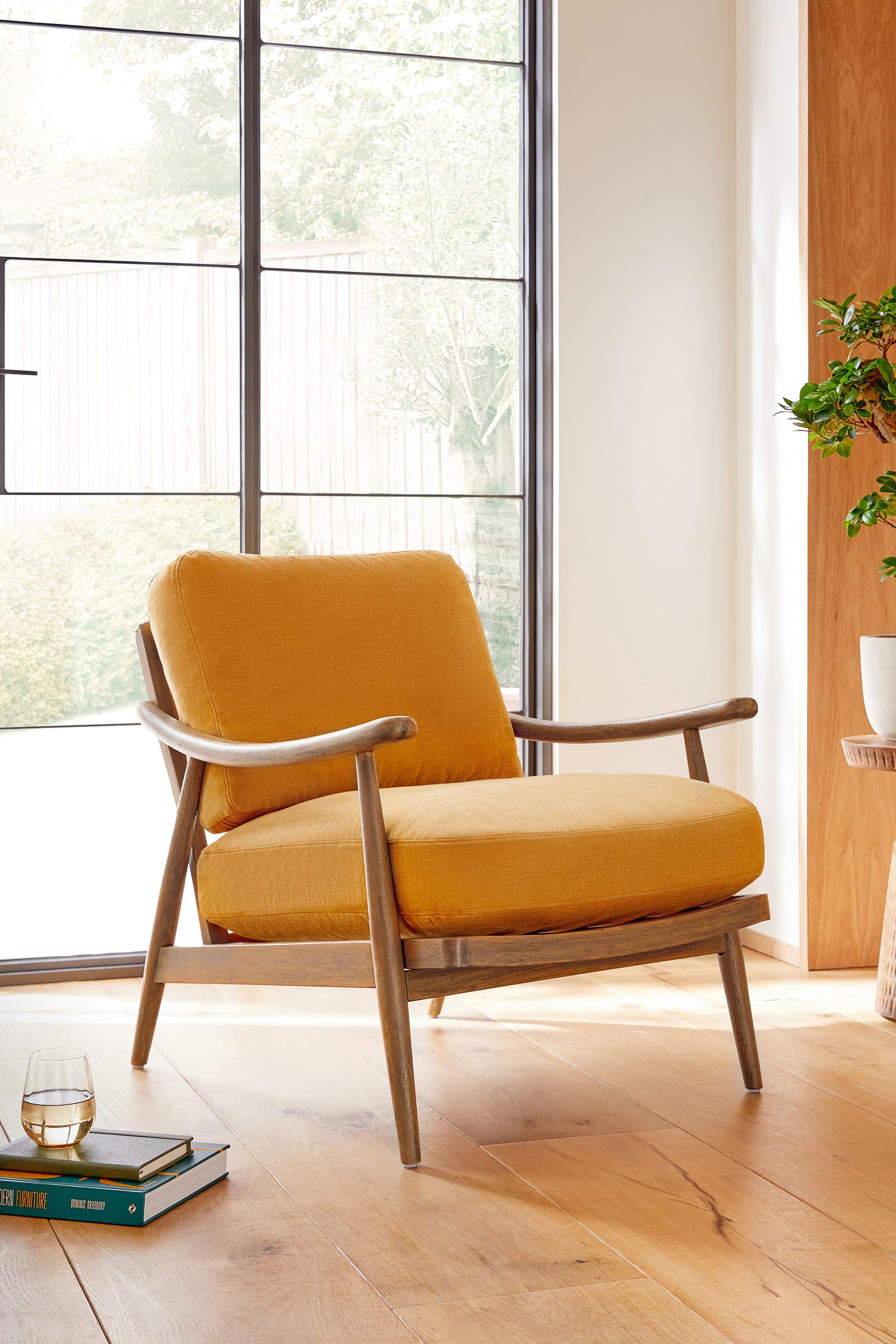 Buy Fine Chenille Ochre Yellow, Bronx Frame Hampton Wooden Accent Chair ...
