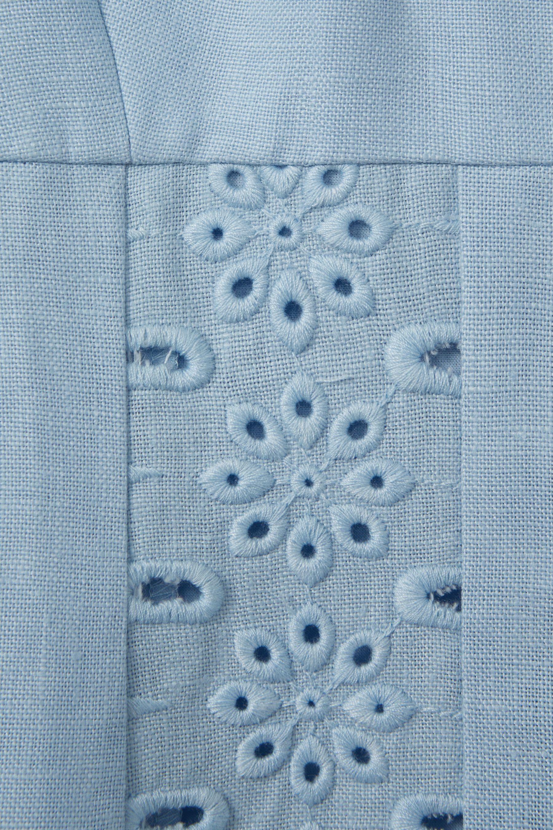 Buy Reiss Blue Clarice Linen Broderie Midi Dress from the Next UK ...