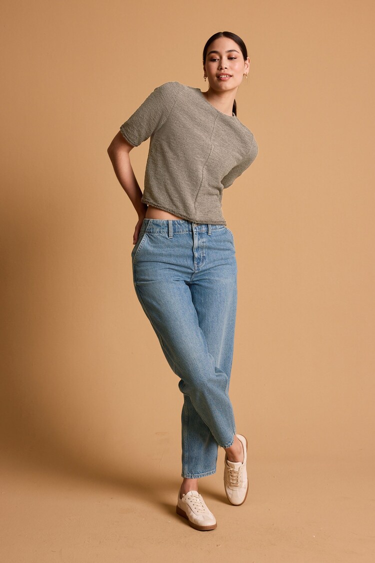 Buy Mid Wash 100% Cotton Balloon Barrel Jeans from the Next UK online shop