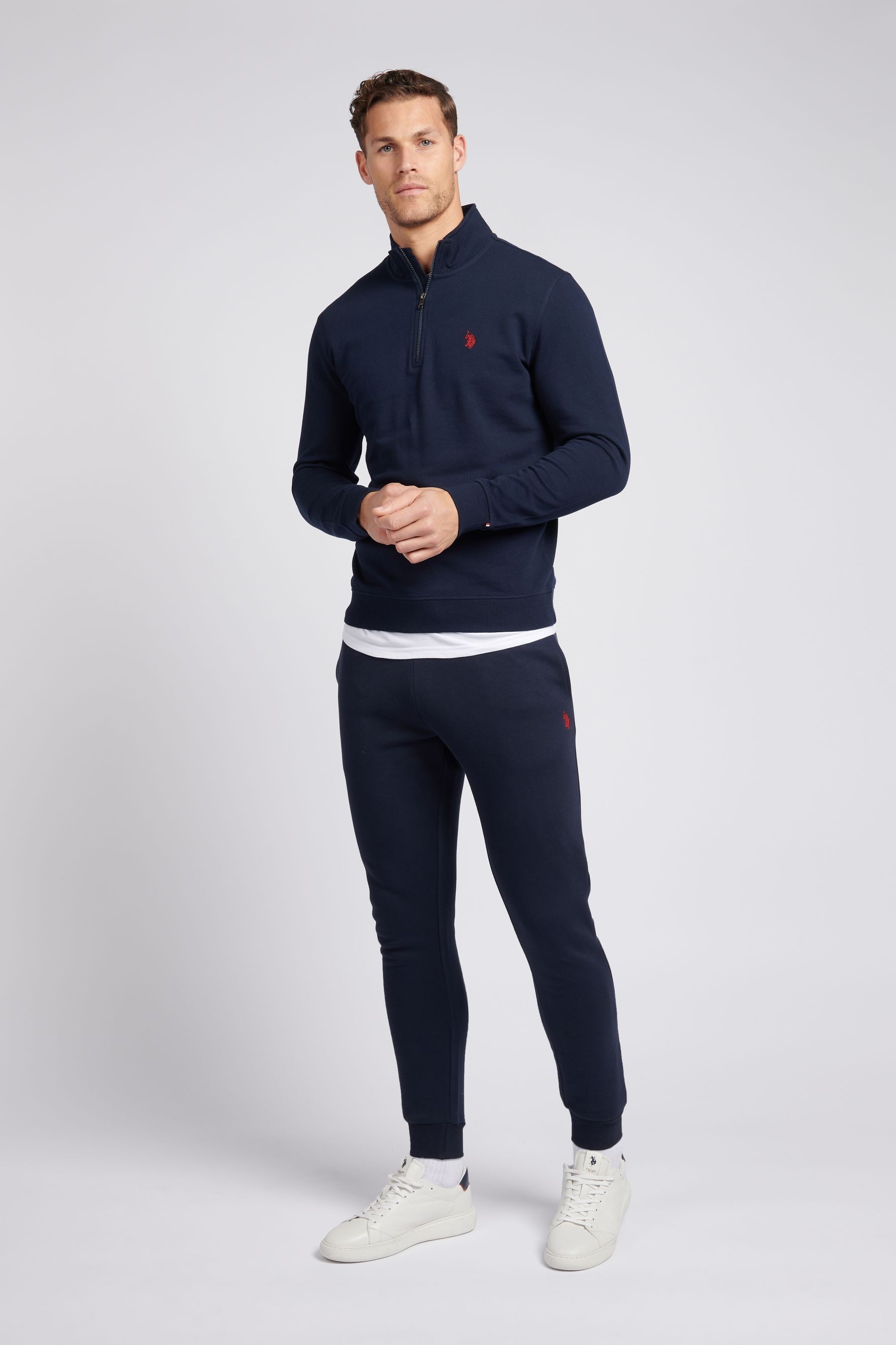 Buy U.S. Polo Assn. Dark Blue Mens Classic Fit Quarter Zip Sweatshirt ...