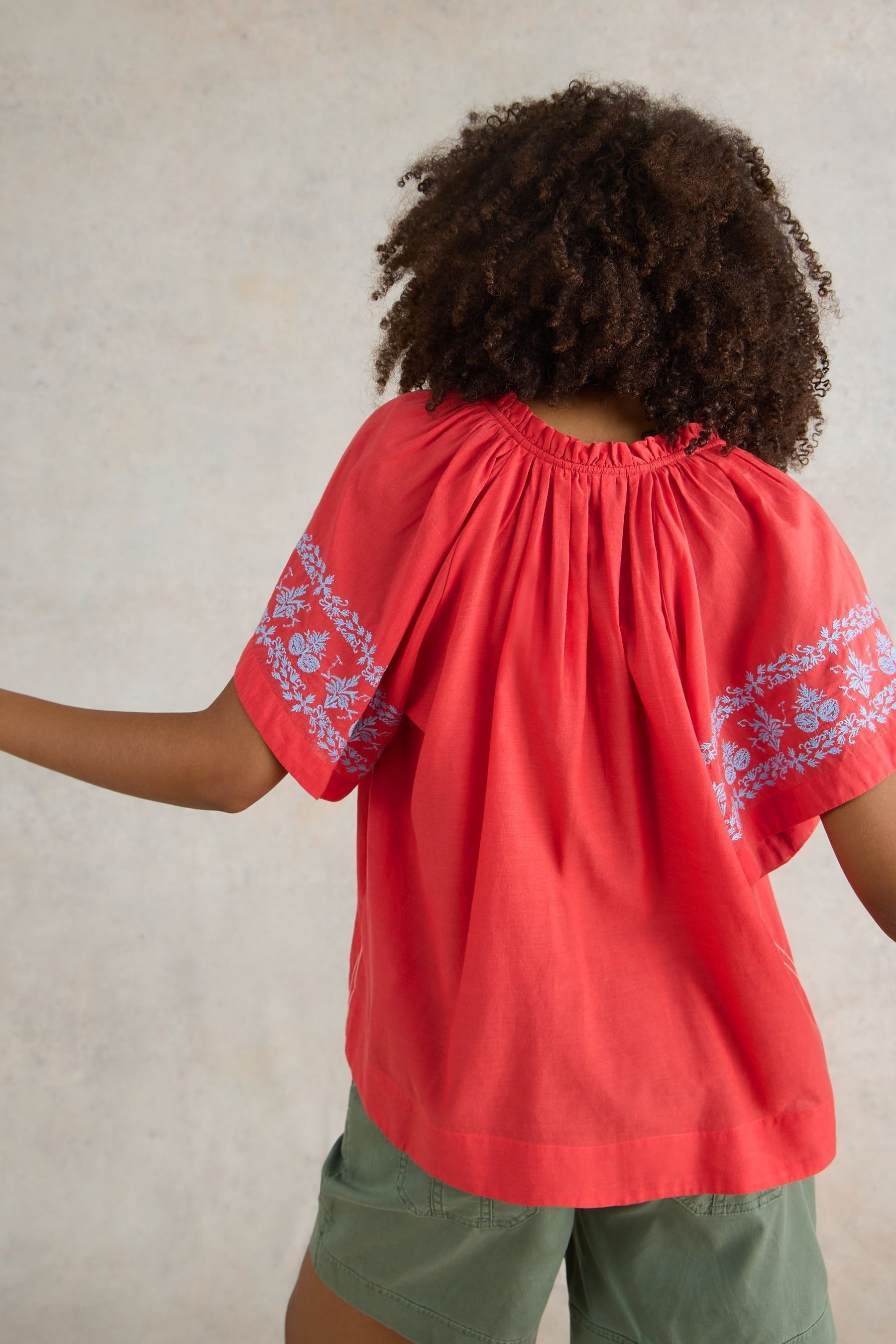 Buy White Stuff Orange Anna Cotton Embroidered Top from the Next UK ...