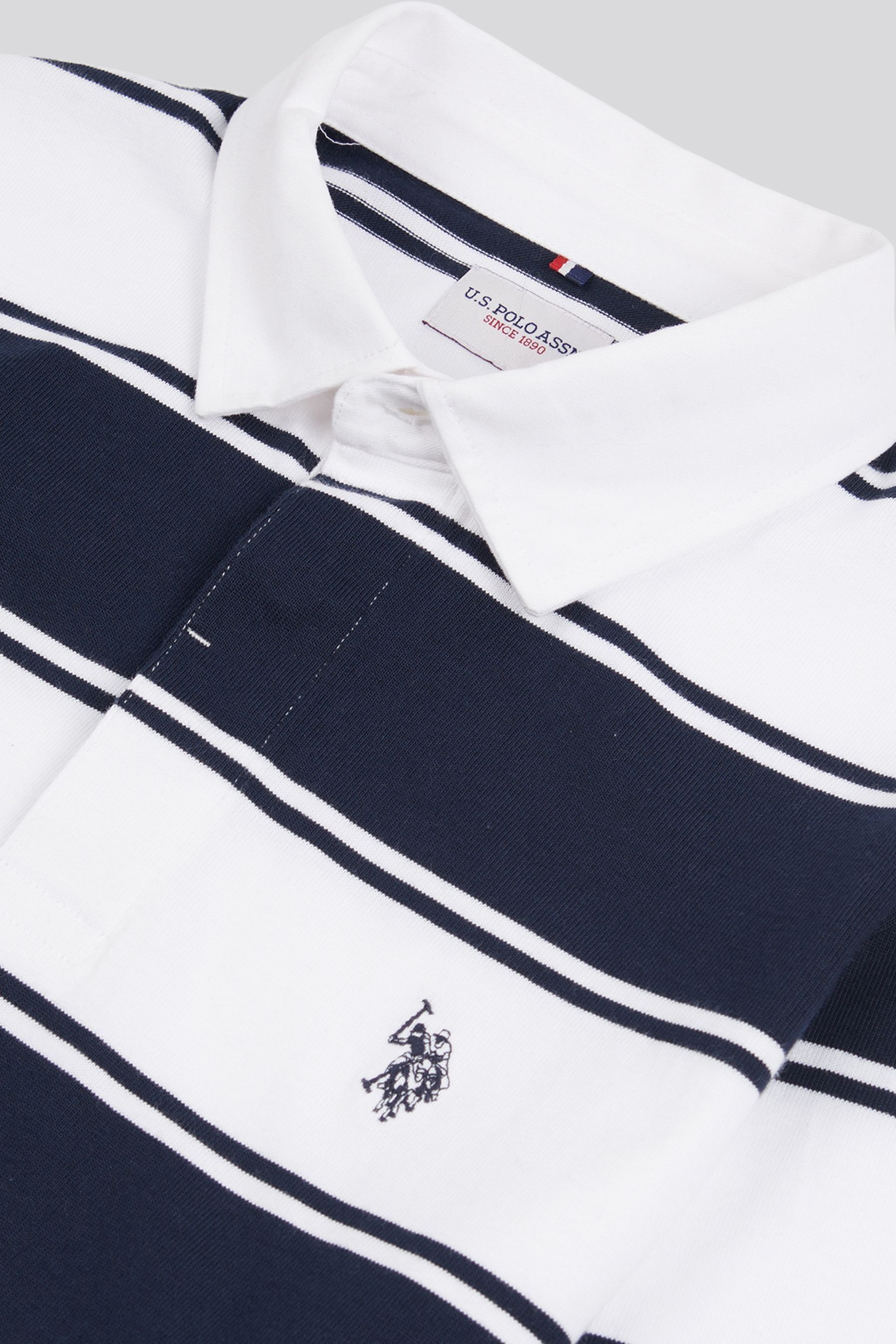 Buy U.S. Polo Assn. White Regular Fit Mens 100% Cotton Striped Rugby ...