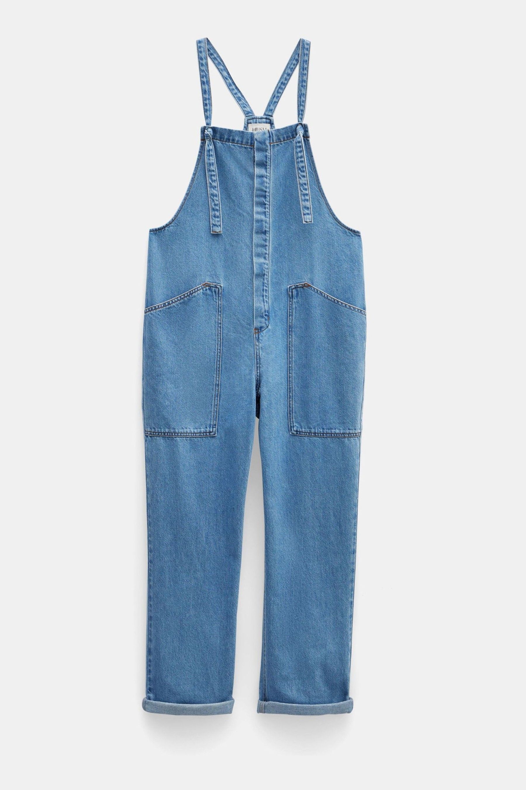 Buy Hush Blue 100% Cotton Ellie Denim Cropped Dungarees from the Next ...
