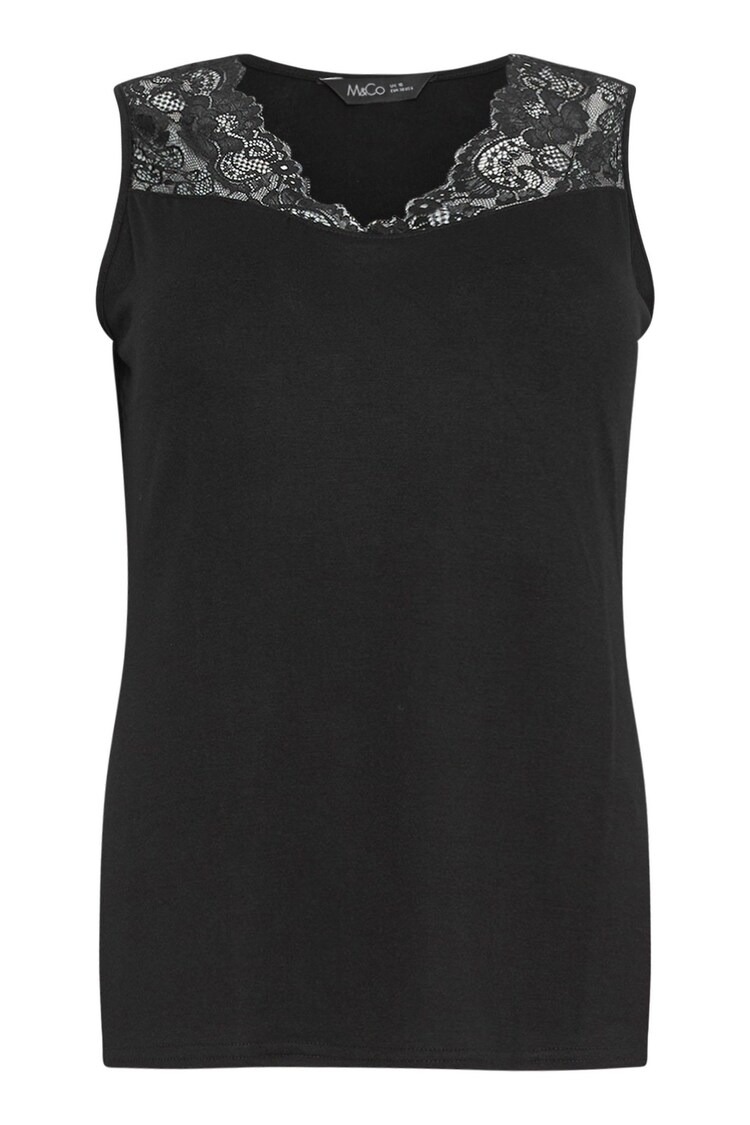 Buy M&Co Black Sleeveless Lace Insert Top from the Next UK online shop