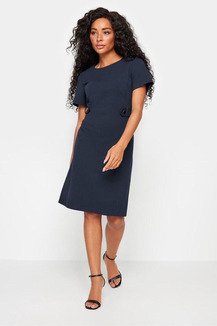 Buy M&Co Blue Petite Button Detail Tailored Shift Dress from the Next ...