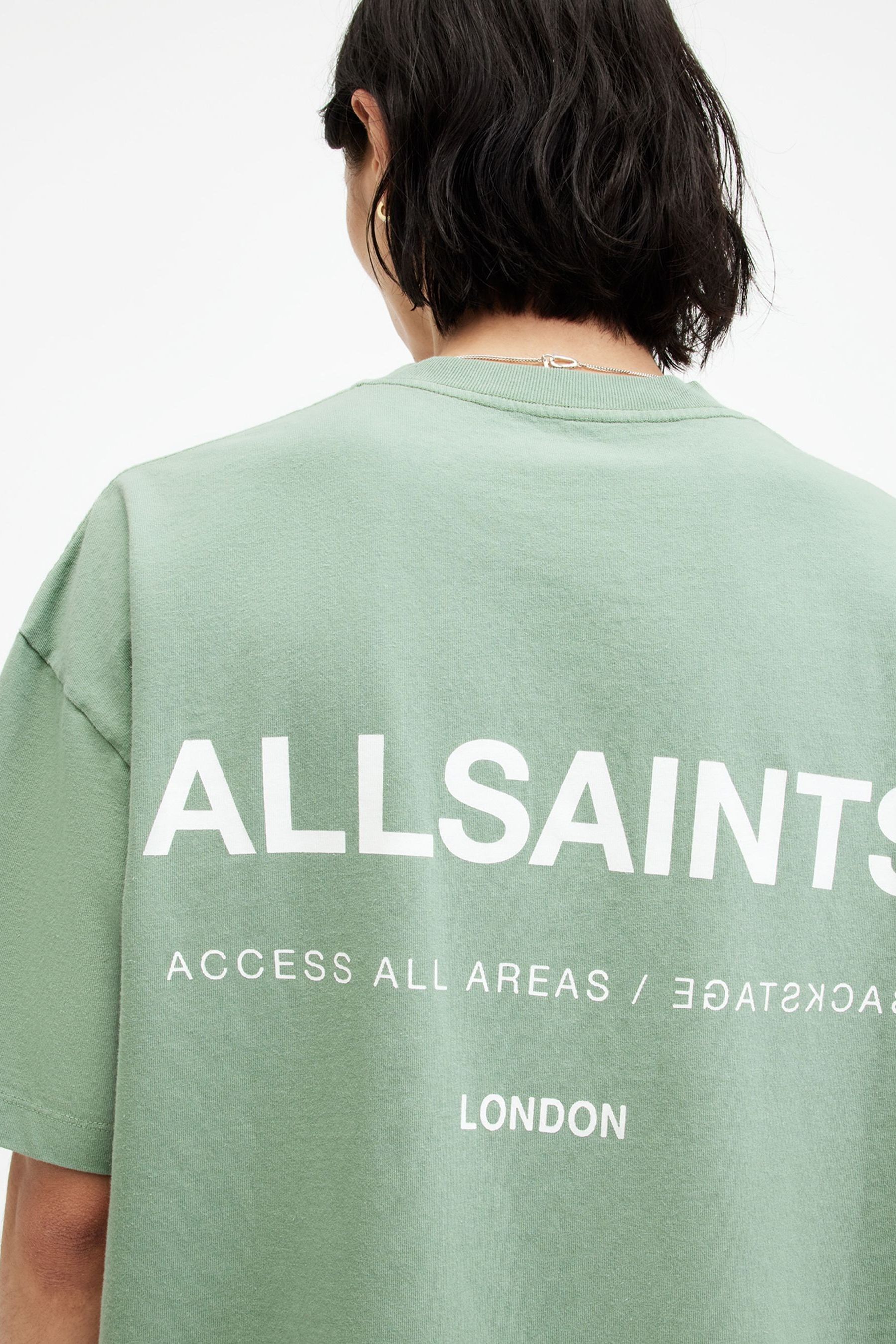 Buy AllSaints Green Access Short Sleeve Crew 100% Cotton T-Shirt from ...