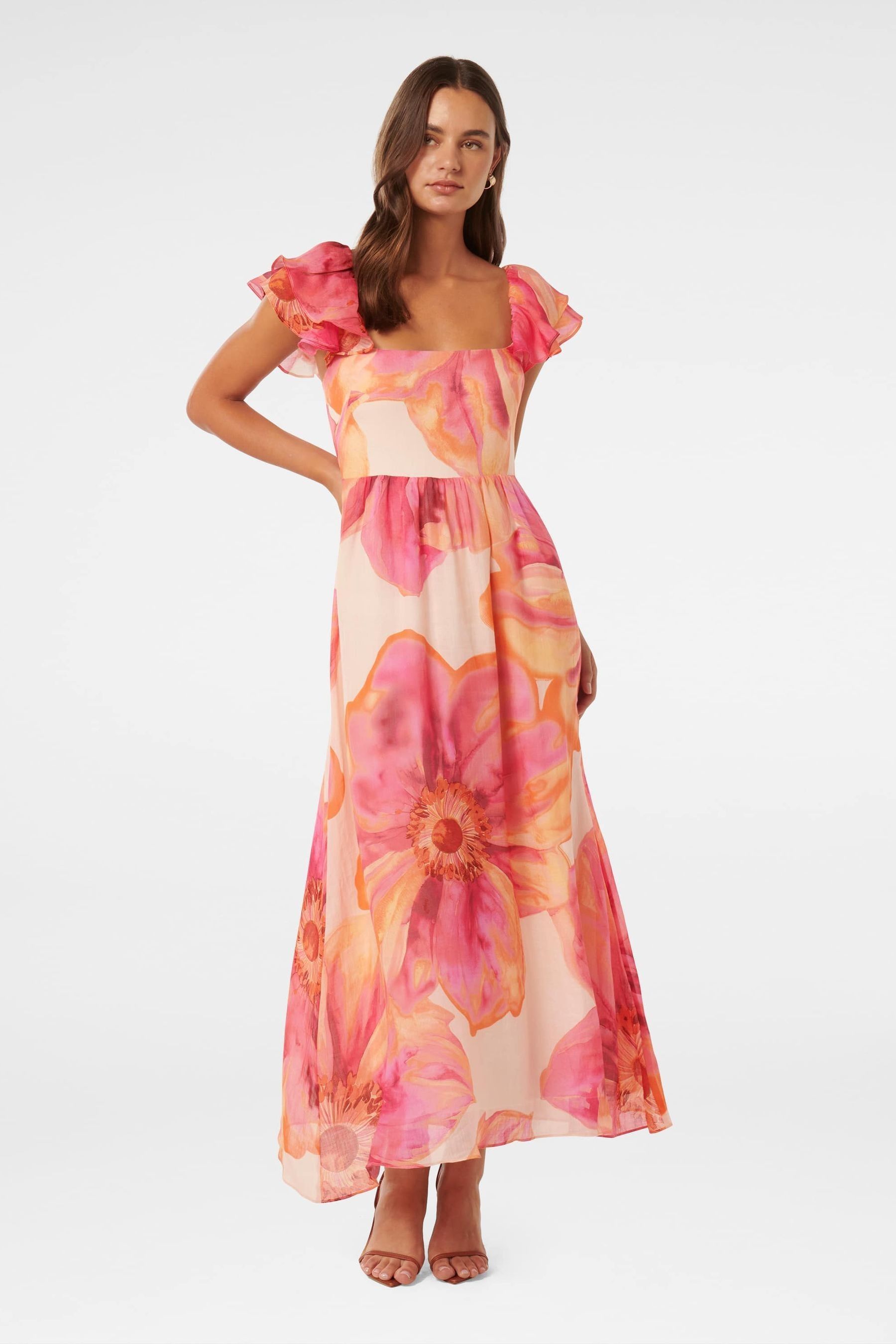 Buy Forever New Pink Darla Flutter Sleeves Midi Dress from the Next UK ...