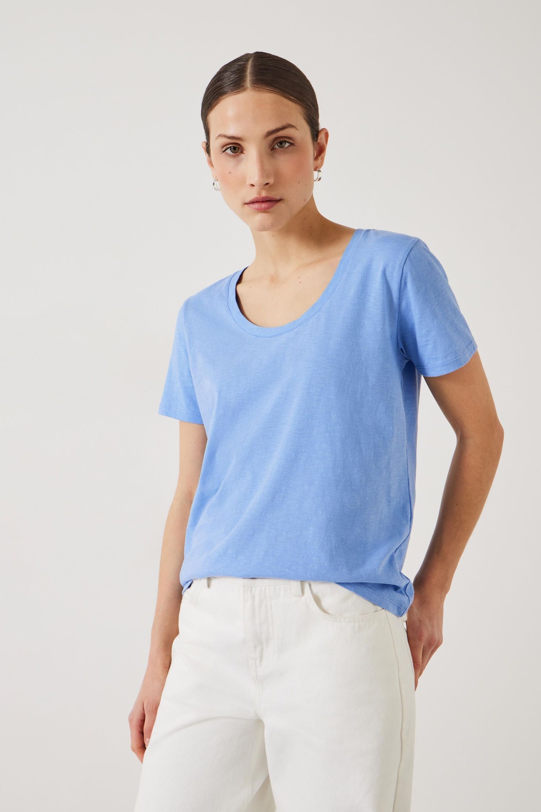 Buy Hush Blue Hari Scoop Neck 100% Cotton Slub T-Shirt from the Next UK ...
