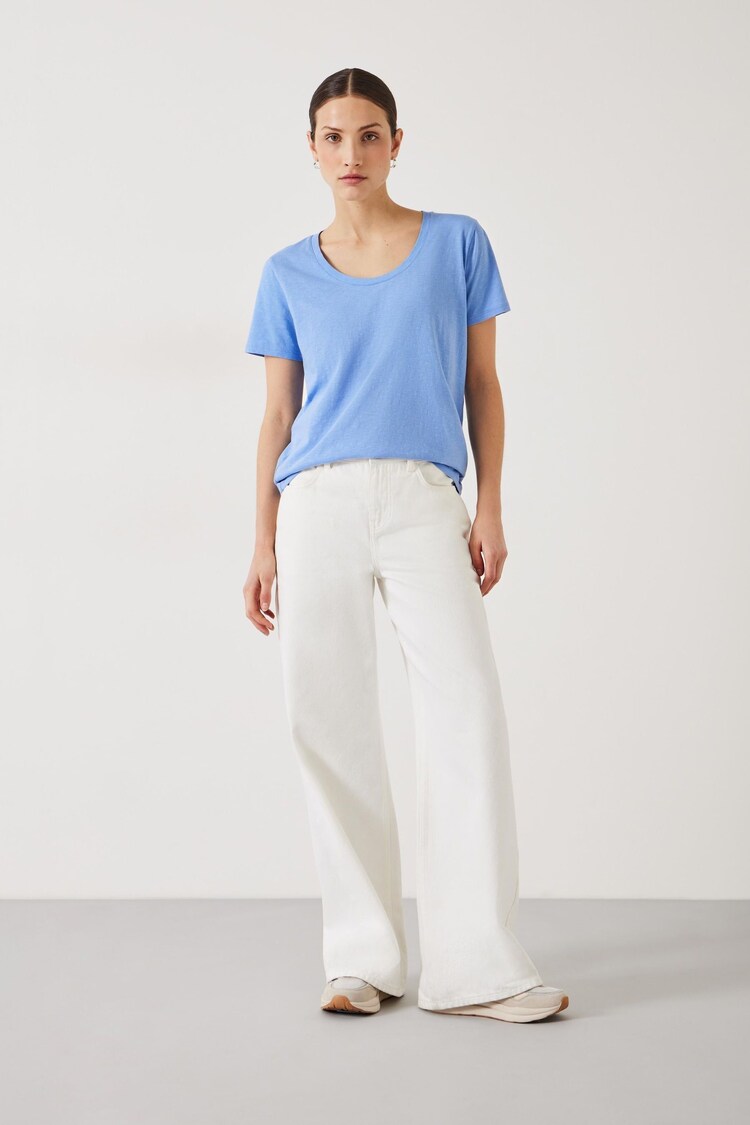 Buy Hush Blue Hari Scoop Neck 100% Cotton Slub T-Shirt from the Next UK ...