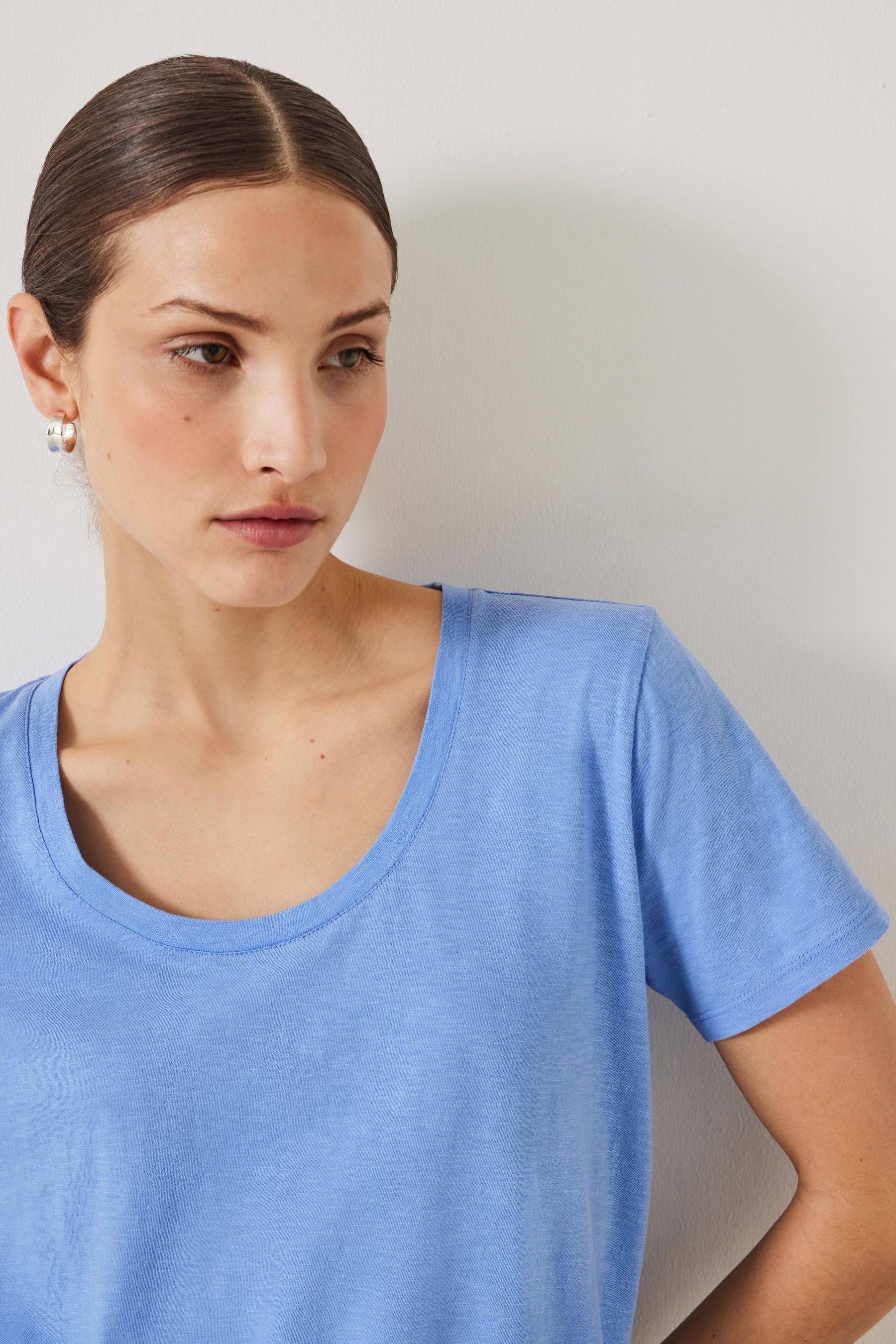 Buy Hush Blue Hari Scoop Neck 100% Cotton Slub T-Shirt from the Next UK ...