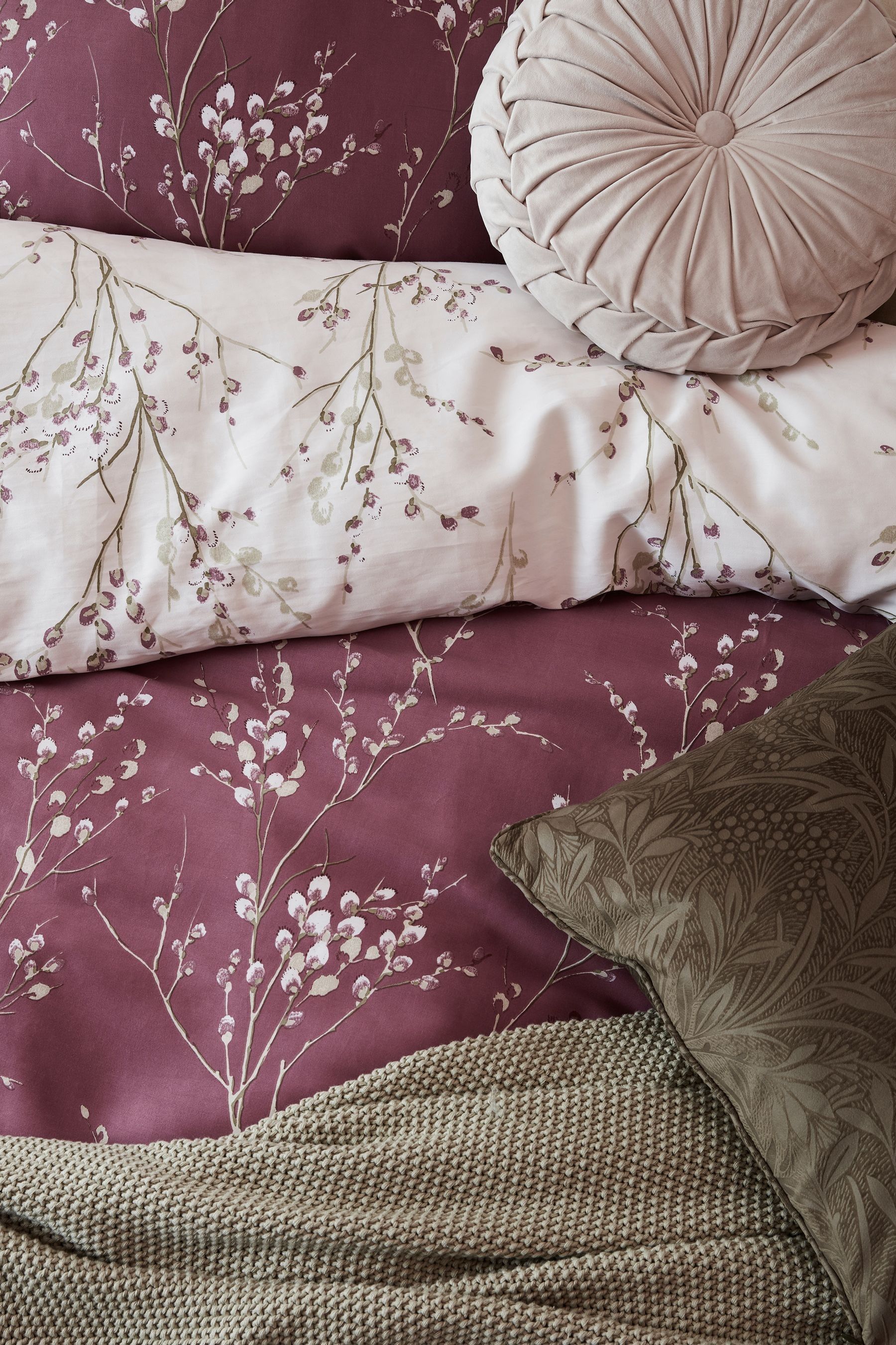 Buy Laura Ashley Plum Purple Pussy Willow 100% Cotton Duvet Cover and Pillowcase Set from the ...