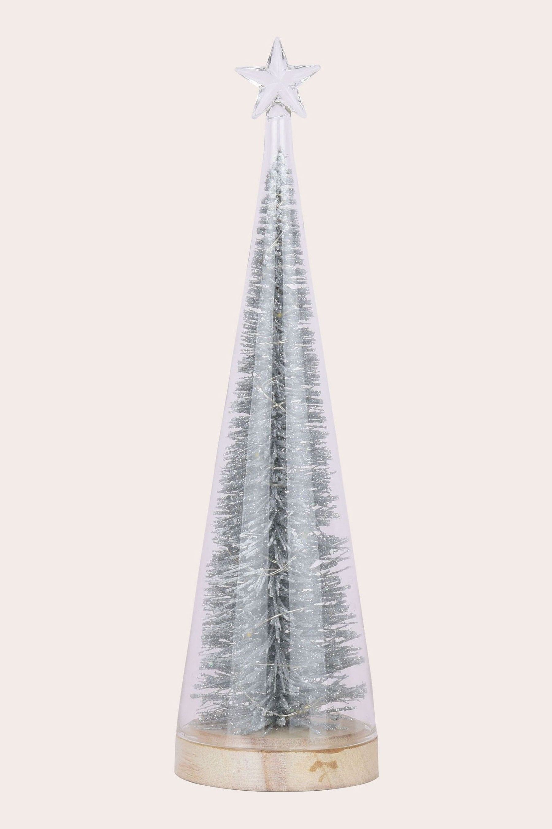 Buy Laura Ashley Silver Star Glass Light Up Christmas Tree Decoration ...