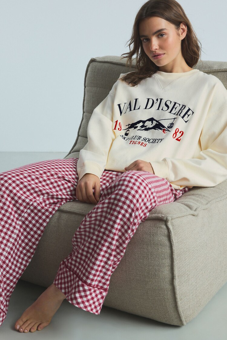 Buy Red Gingham Sweat and Flannel Pyjamas from Next Saudi Arabia
