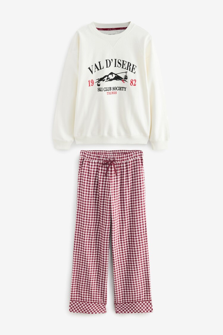 Buy Red Gingham Sweat and Flannel Pyjamas from Next Saudi Arabia